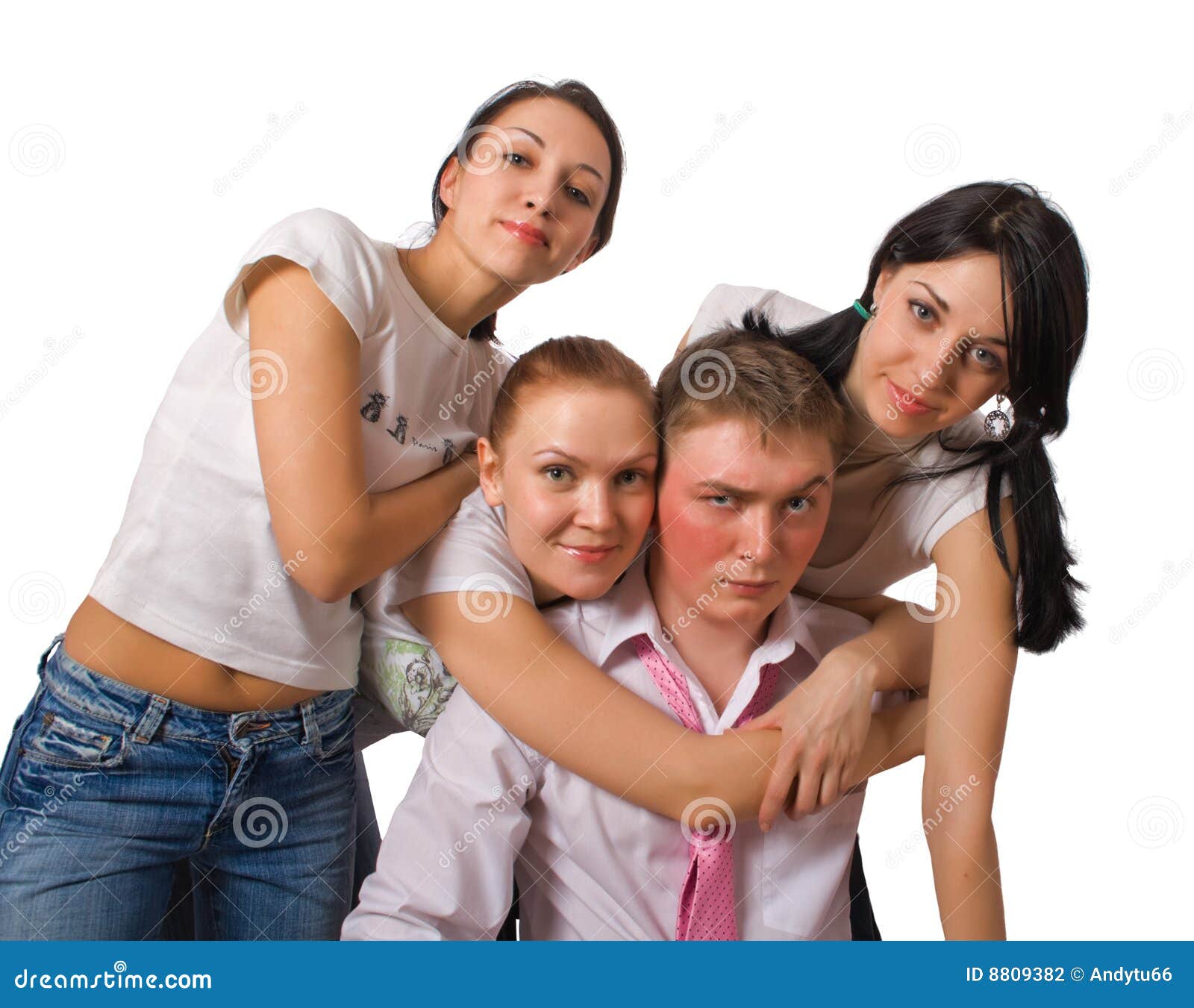 Portrait of Group Funny People Stock Photo - Image of jeans, girl: 8809382