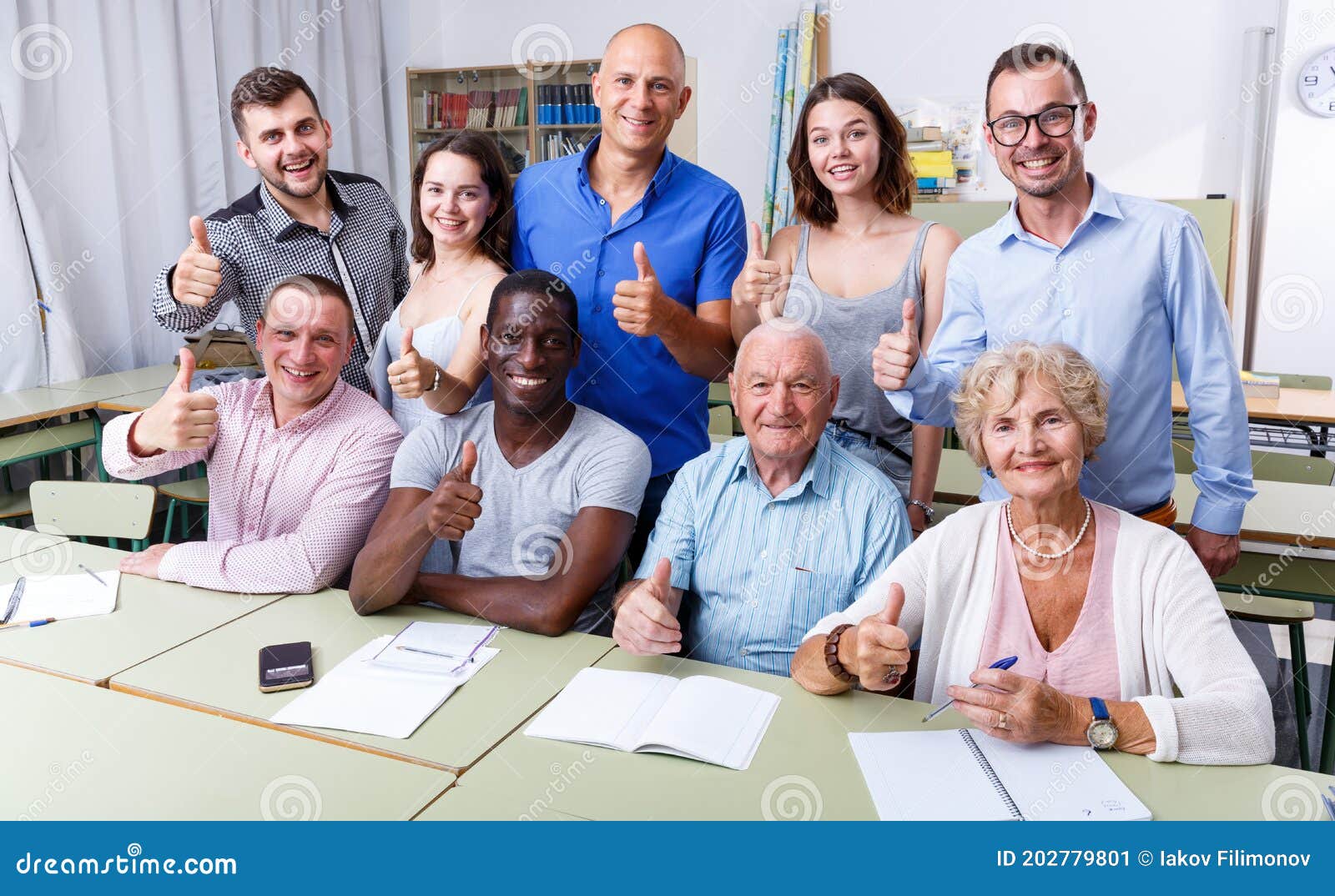 Portrait of Group Students Different Ages Stock Image - Image of ...