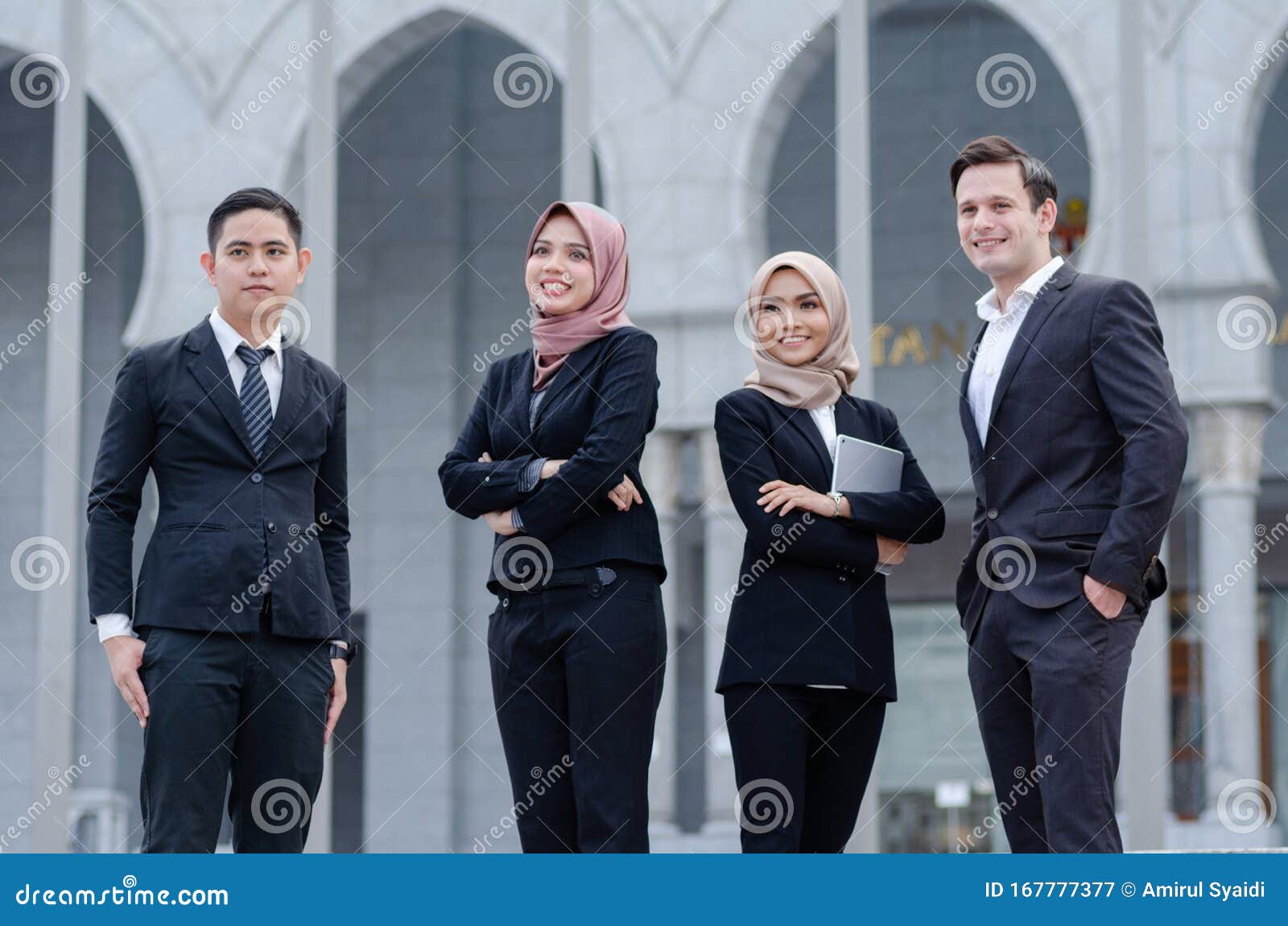 Group of Young Executive, Dressed in Formal Standing with Happy Face ...