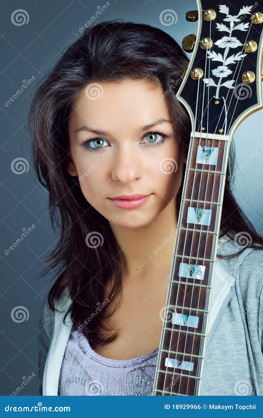 Portrait Guitar Girl stock photo. Image of guitar, blond - 18929966