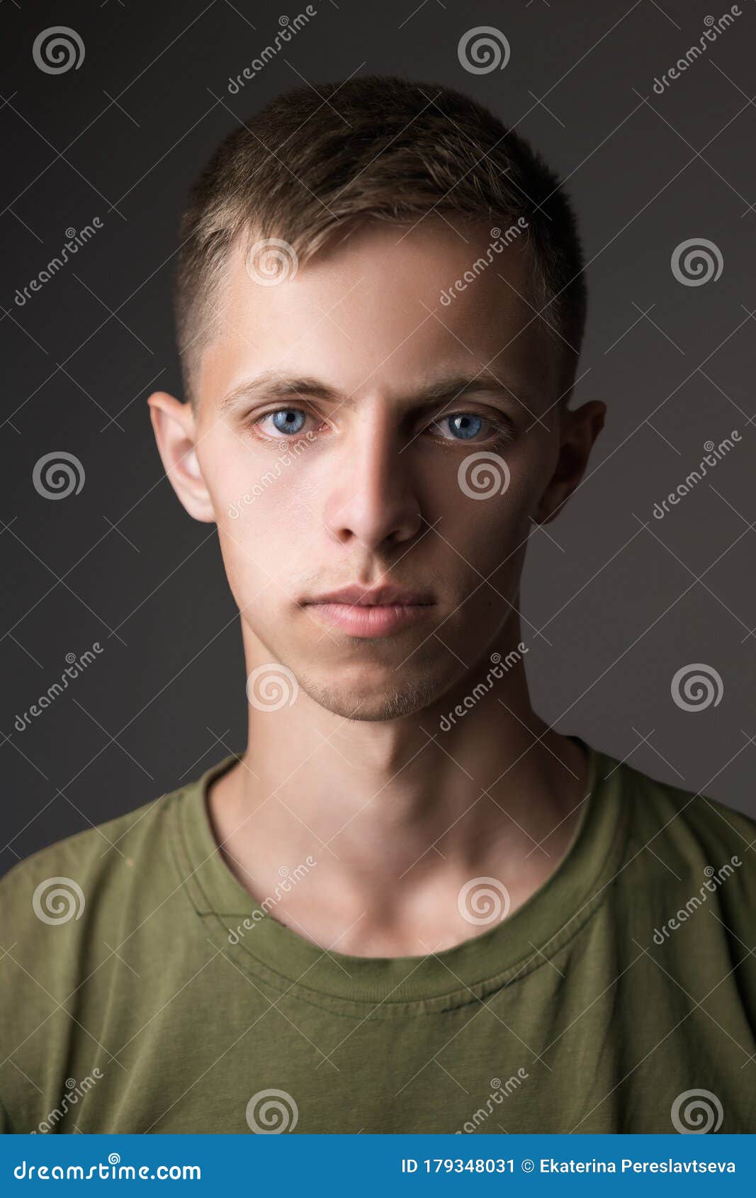 Portrait of a Guy Close Up Looking at the Camera with Blue Eyes Stock ...