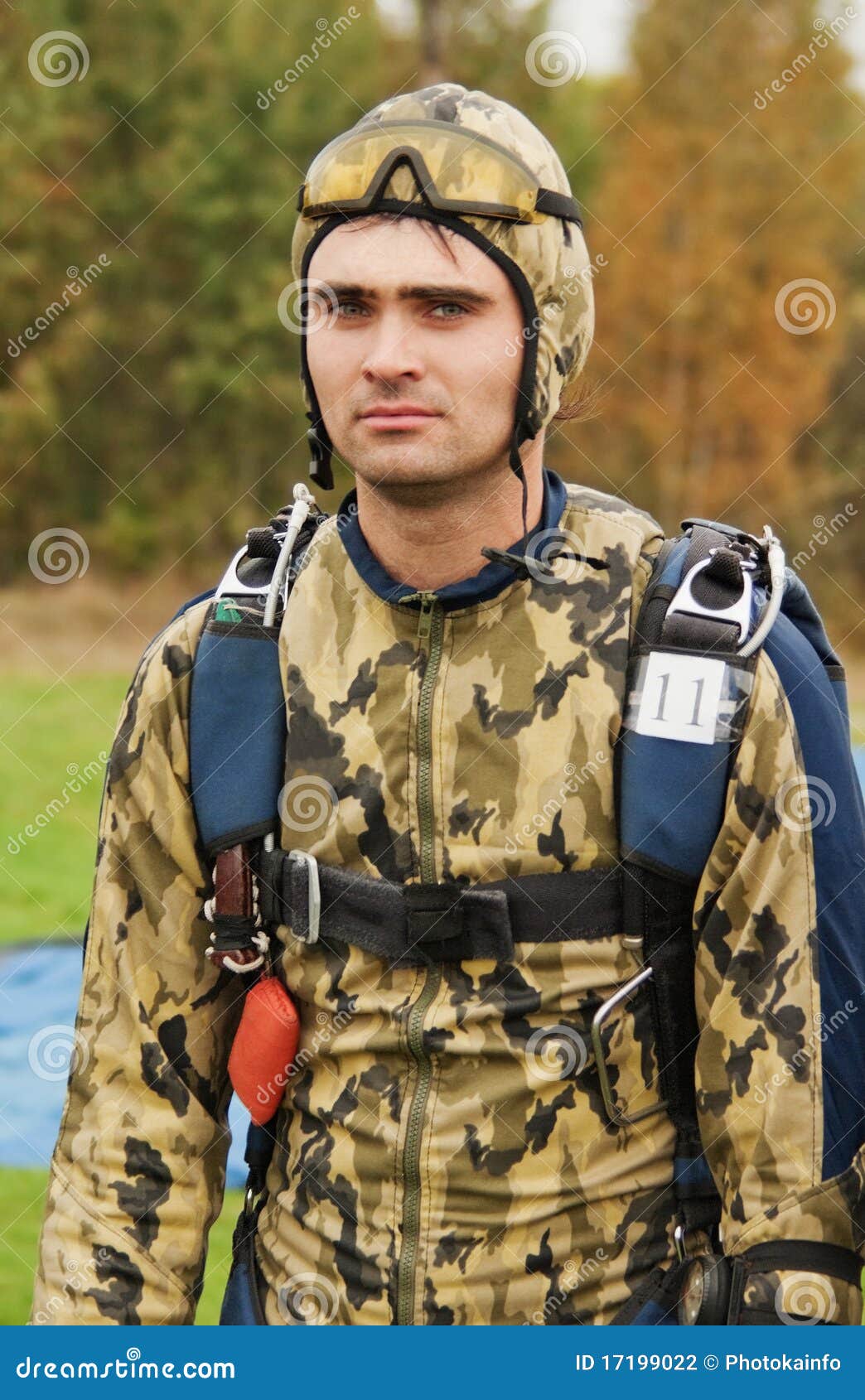 Portrait of the Guy-parachutist in a Camouflage Stock Photo - Image of ...
