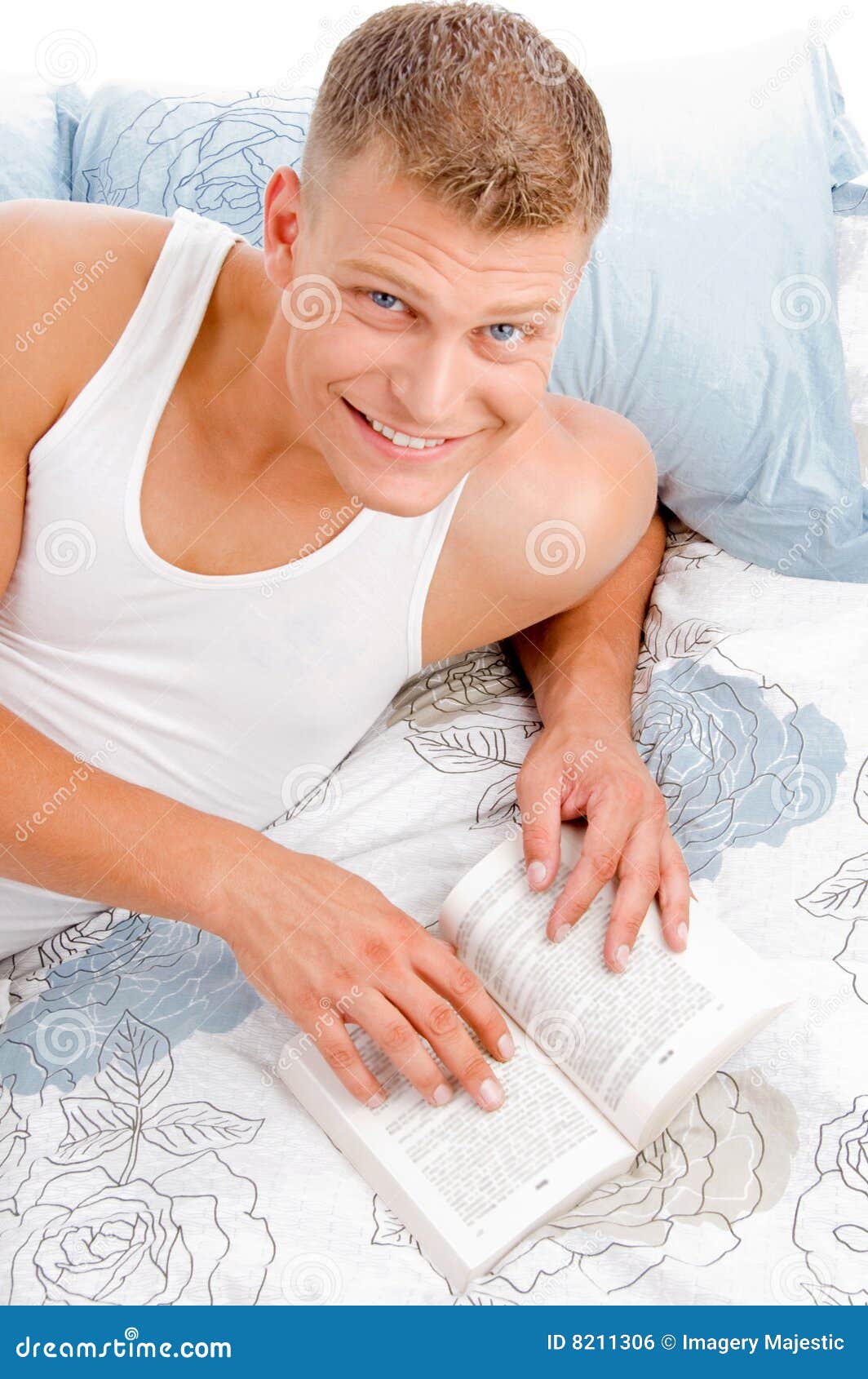 Portrait of Guy Reading a Book Stock Photo - Image of home, vertical ...