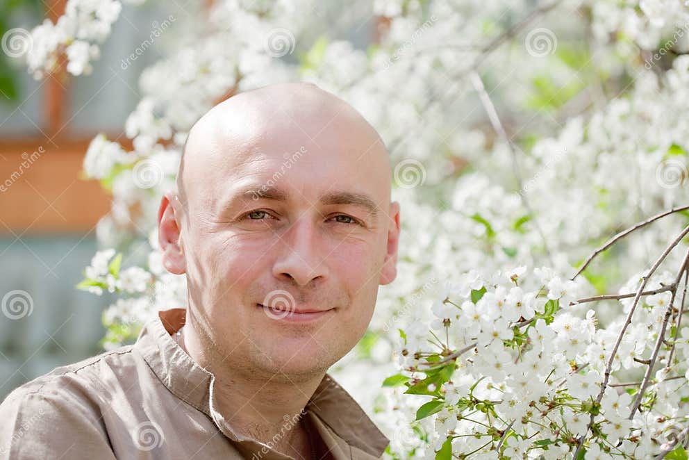 Portrait of Guy in Spring Garden Stock Image - Image of nature, smell ...