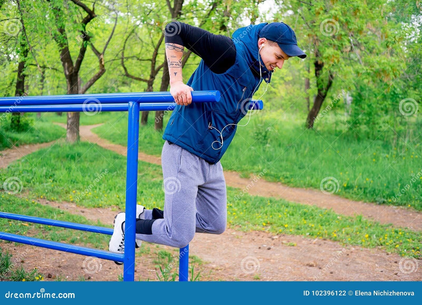 Guy working out outside stock photo. Image of muscle - 102396122