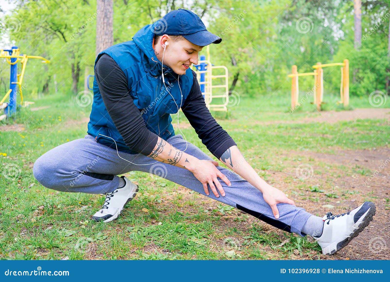 Guy working out outside stock photo. Image of person - 102396928