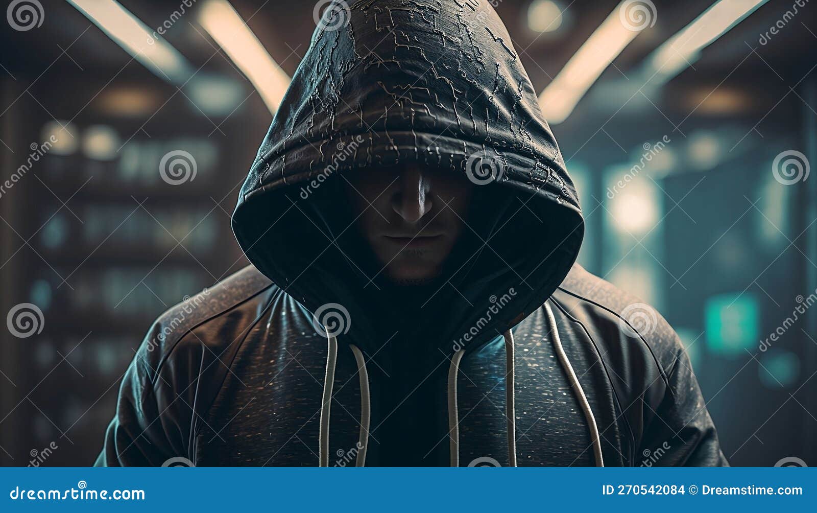 Portrait of a Hacker, with a Hood Concealing His Identity Stock ...