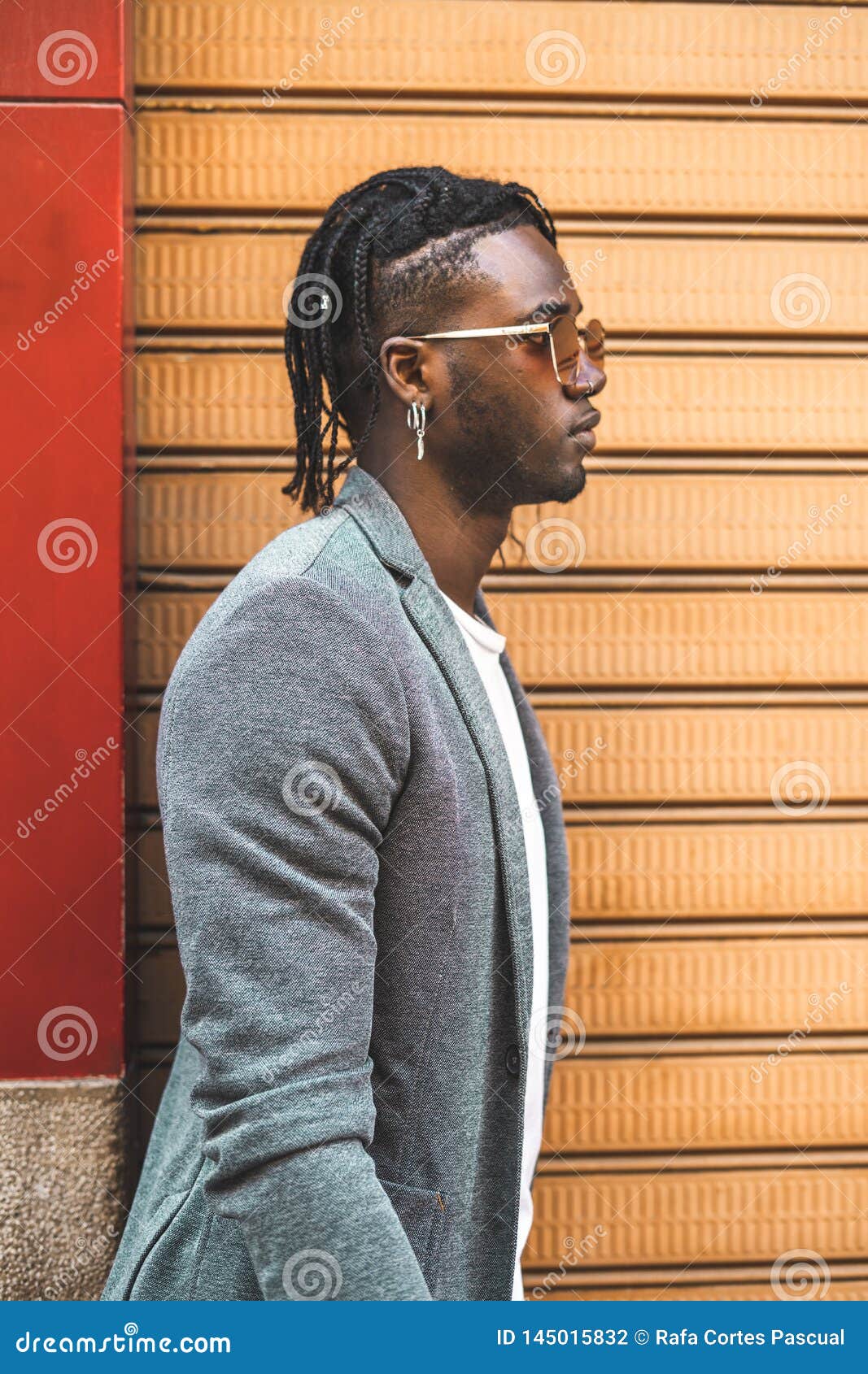 Portrait Handsome African American Man Elegant Profile With Sunglasses