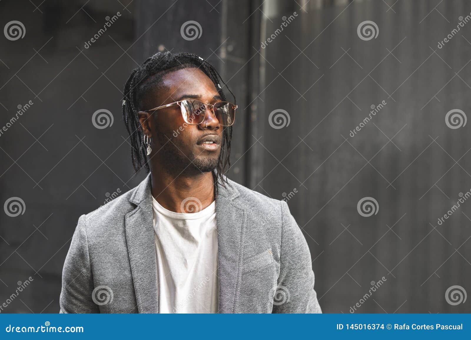 Portrait Handsome African American Man Elegant Profile With Sunglasses