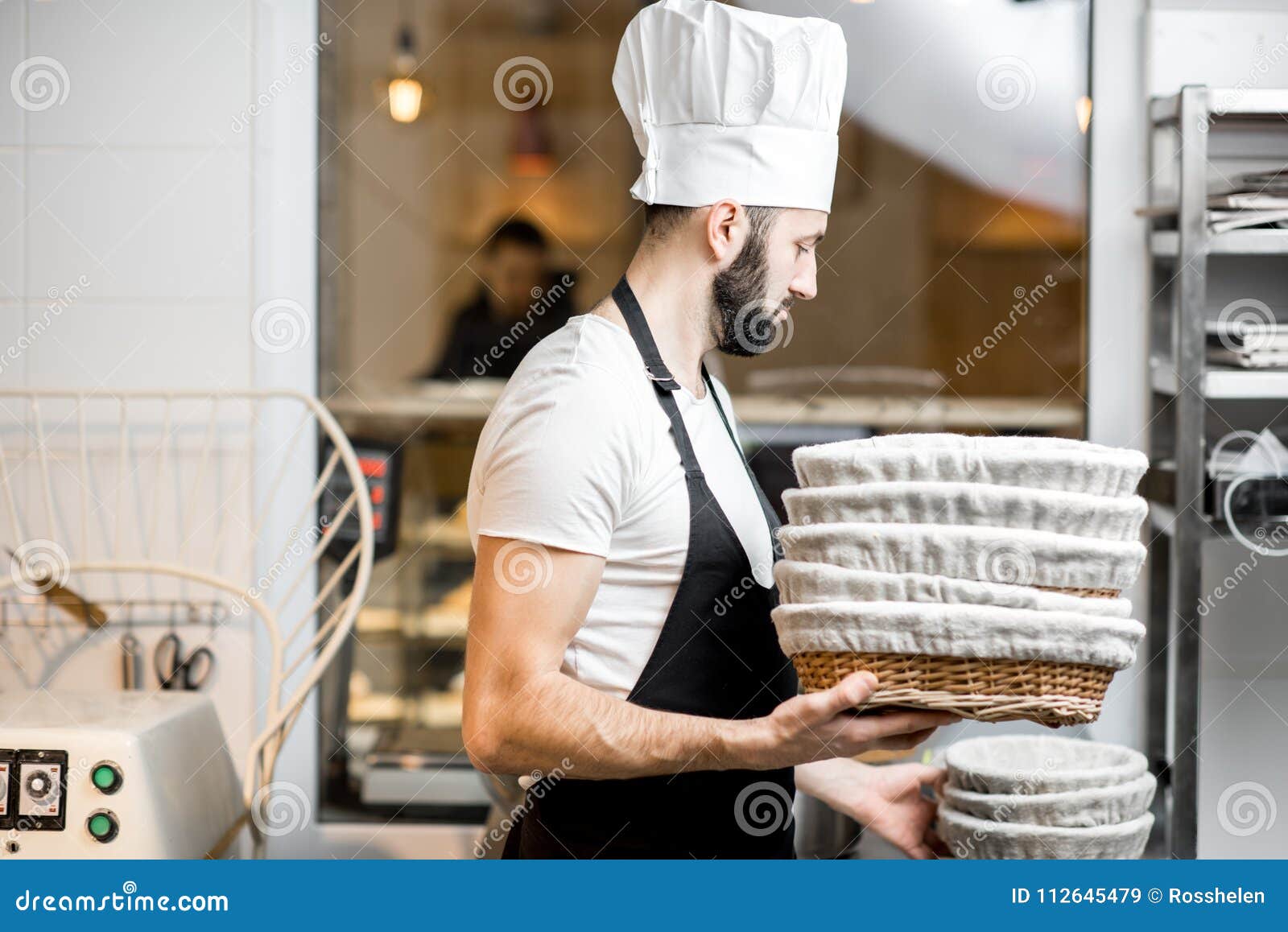 Baker with Baking Forms at the Bakery Stock Image - Image of bakehouse ...