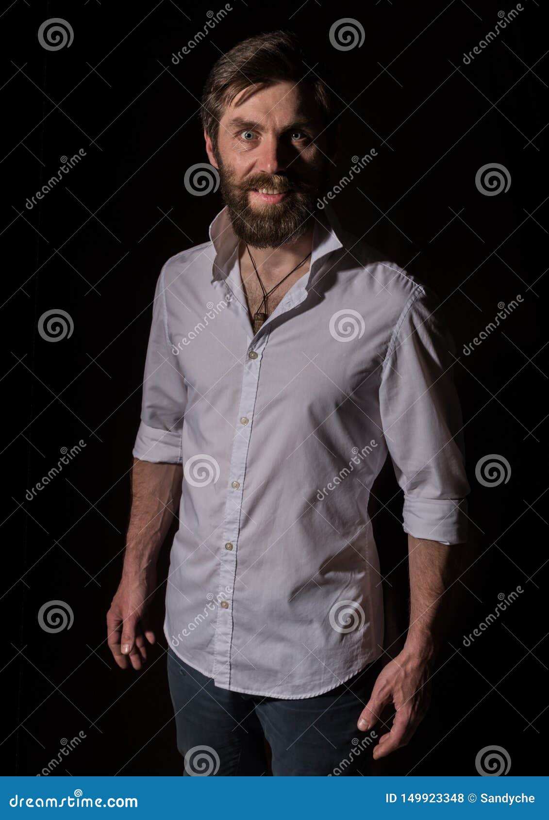 Portrait Handsome Bearded Man, Guy on a Dark Background Stock Photo ...