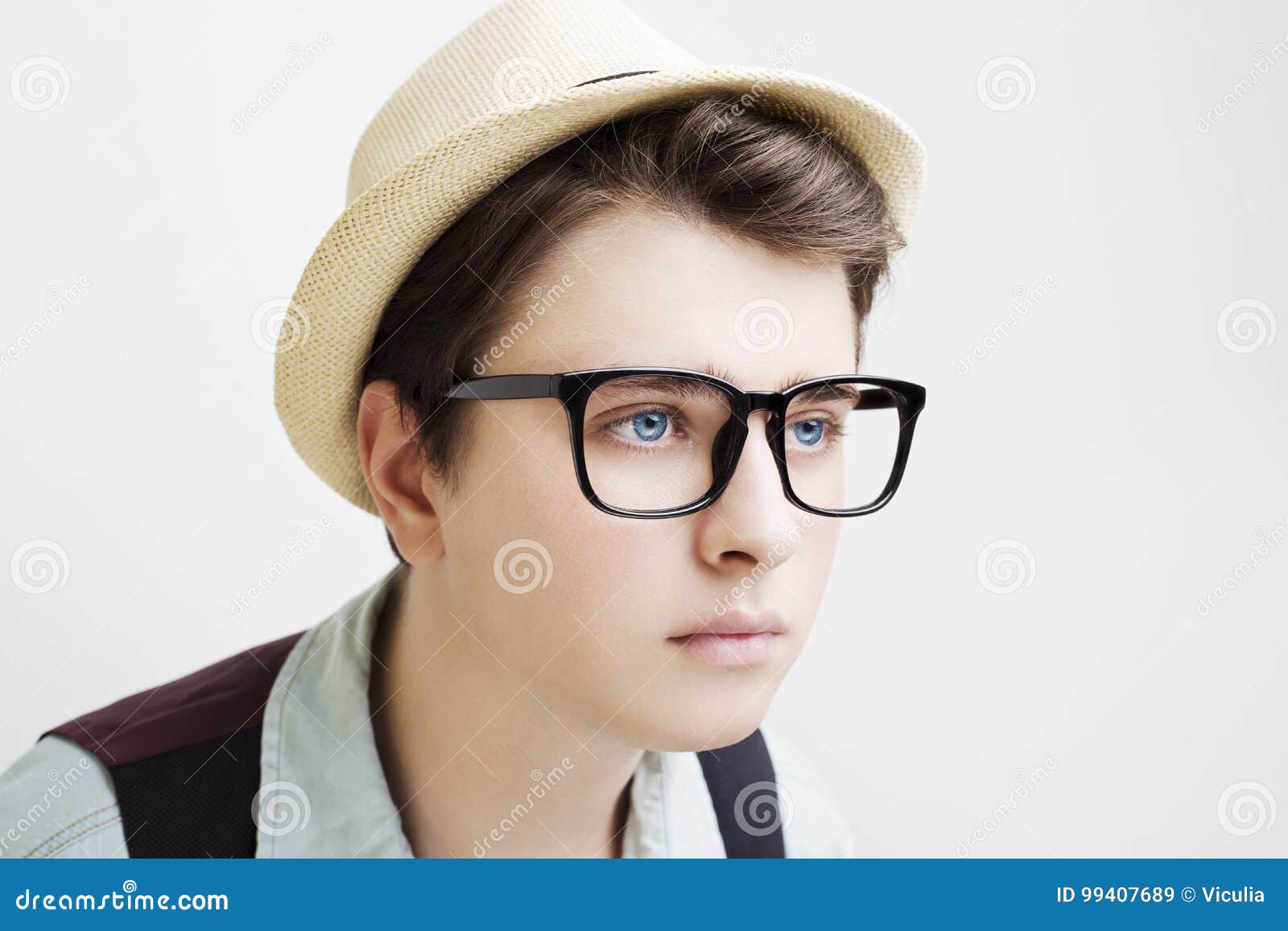 Handsome Boy with Eyeglasses and Hat Stock Image - Image of cheerful ...
