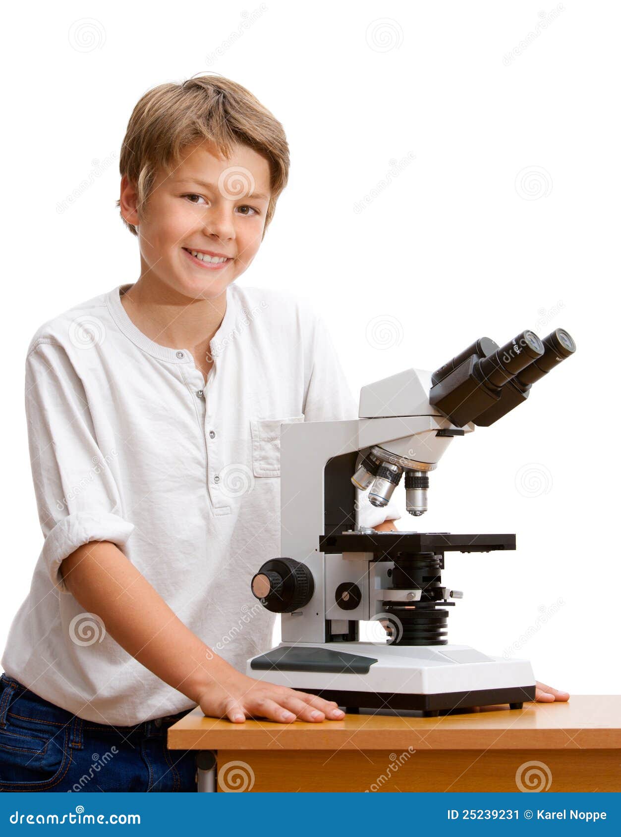 Portrait of Handsome Boy with Microscope. Stock Image - Image of little ...