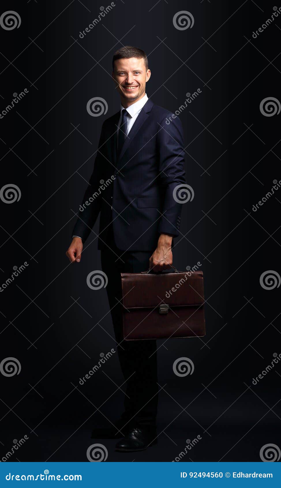 Portrait of a Handsome Business Man with Briefcase Isolated on Stock ...