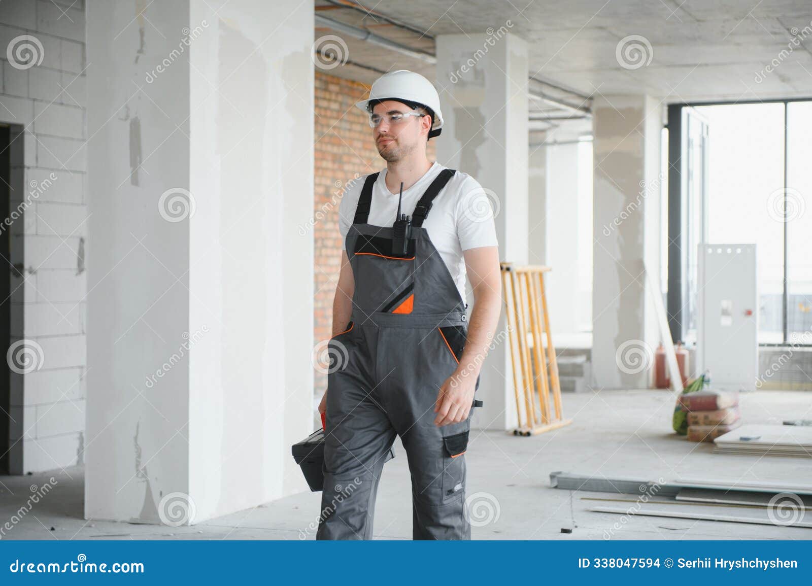 Portrait of Handsome Construction Worker on Building Industry ...