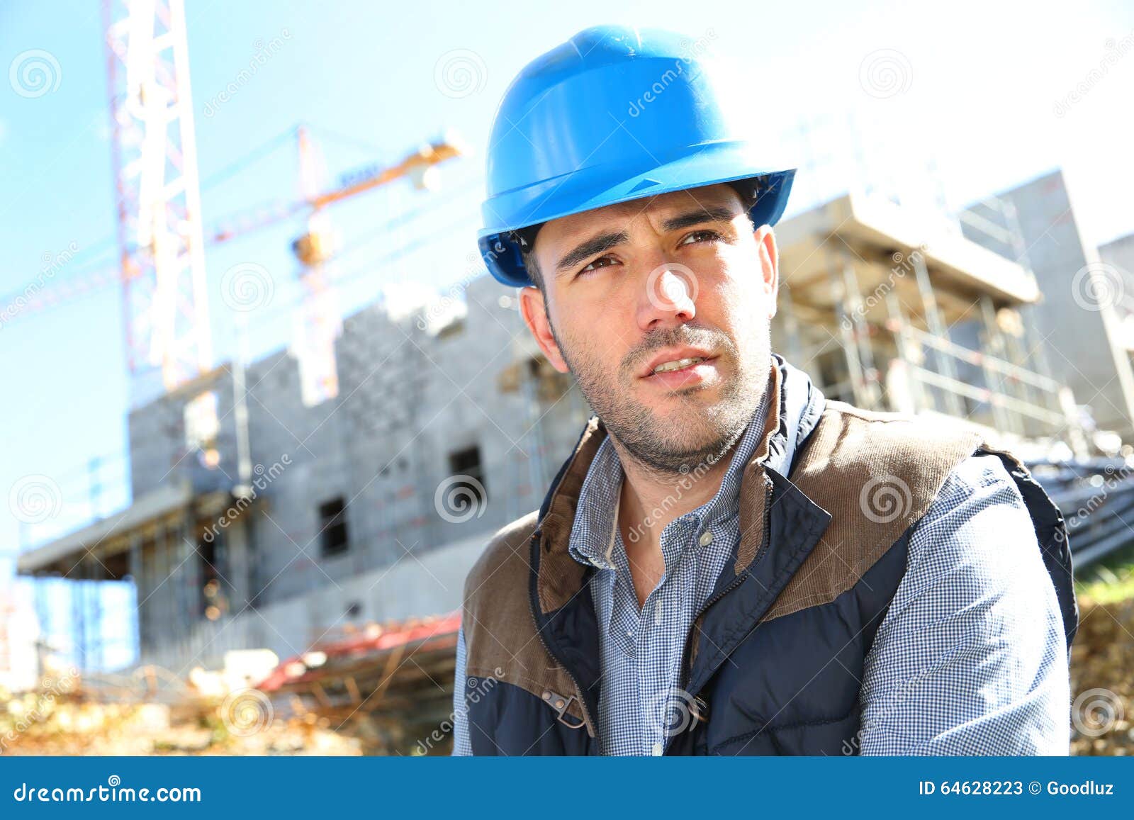 Portrait of Handsome Construction Worker on Site Stock Image - Image of ...