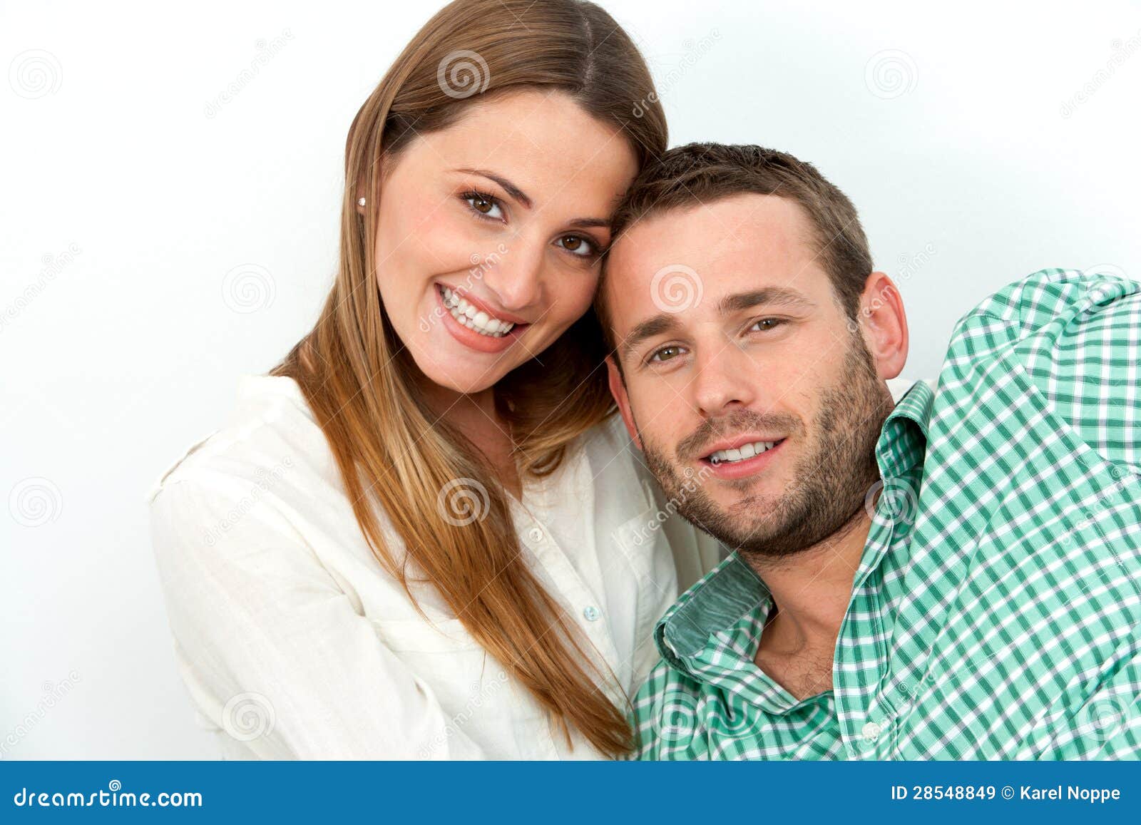 Portrait of Handsome Couple with Heads Together. Stock Image - Image of ...