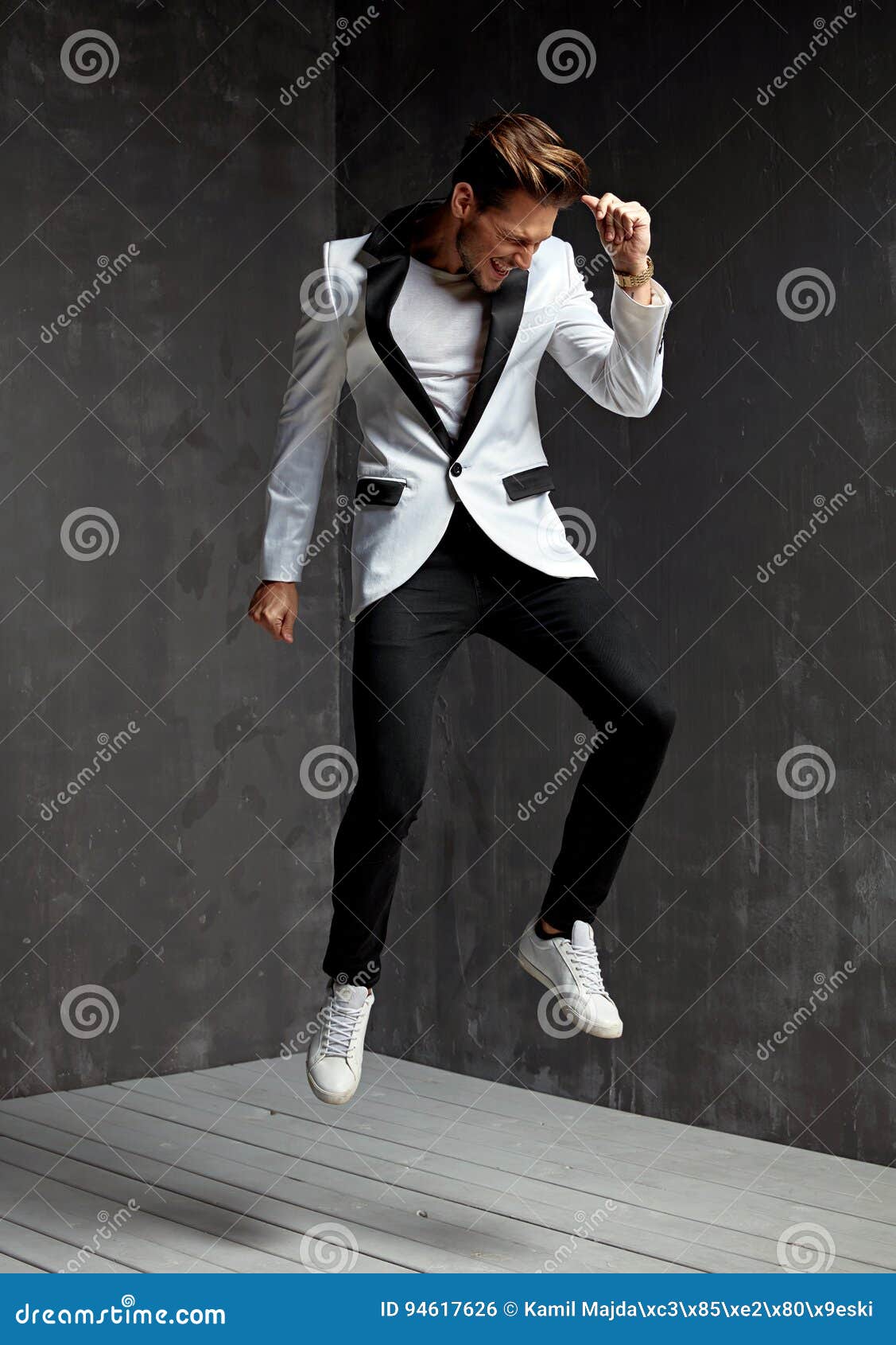 Portrait of a Handsome, Dancing Young Model Stock Photo - Image of ...