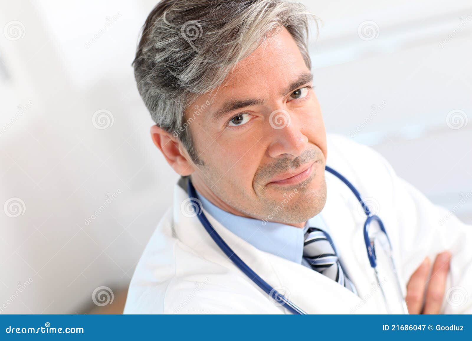 Handsome Guy Doctor In White Lab Coat With Stethoscope On White ...