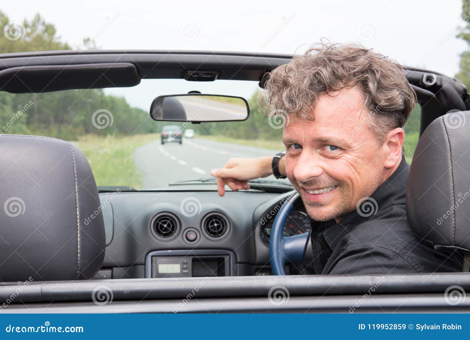 Handsome Elegant Man in a Convertible Car Stock Image - Image of driver ...
