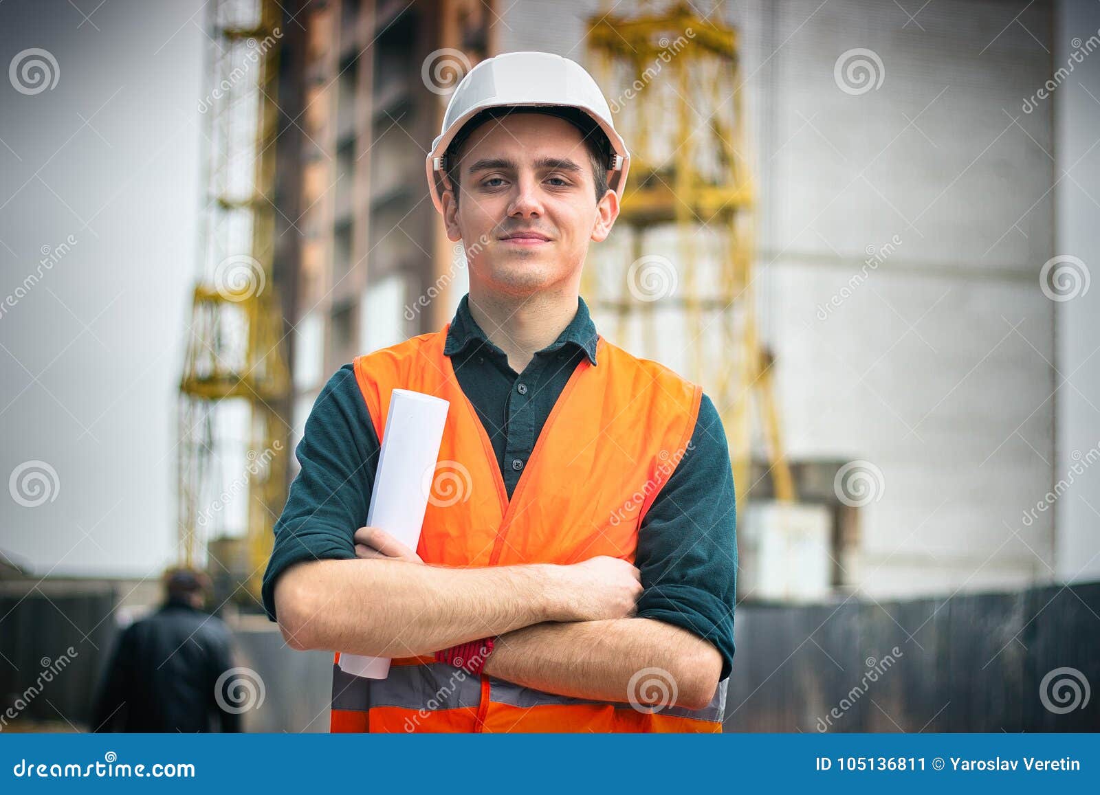 Portrait of an Handsome Engineer in Helmet Stock Image - Image of ...