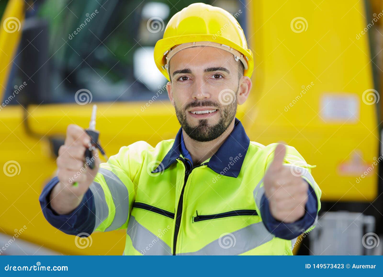 Portrait Handsome Engineer Holding House Key Stock Image - Image of ...