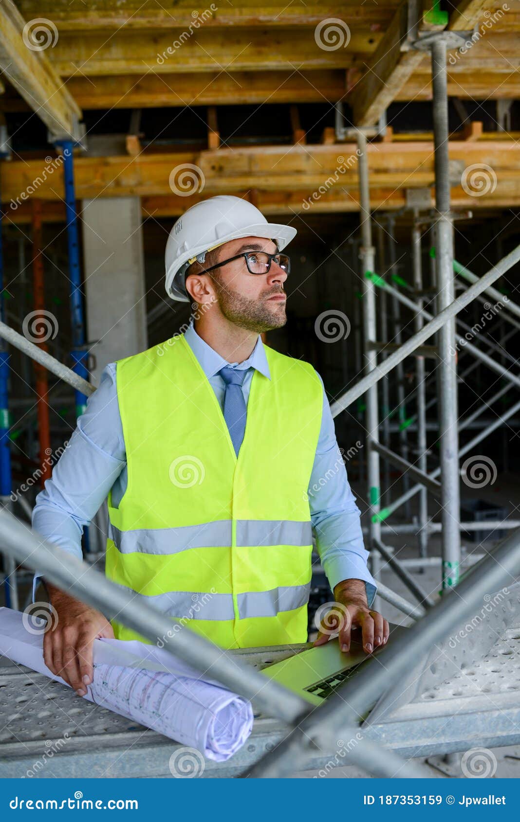Portrait of Handsome Foreman Construction Worker on Industrial Building ...