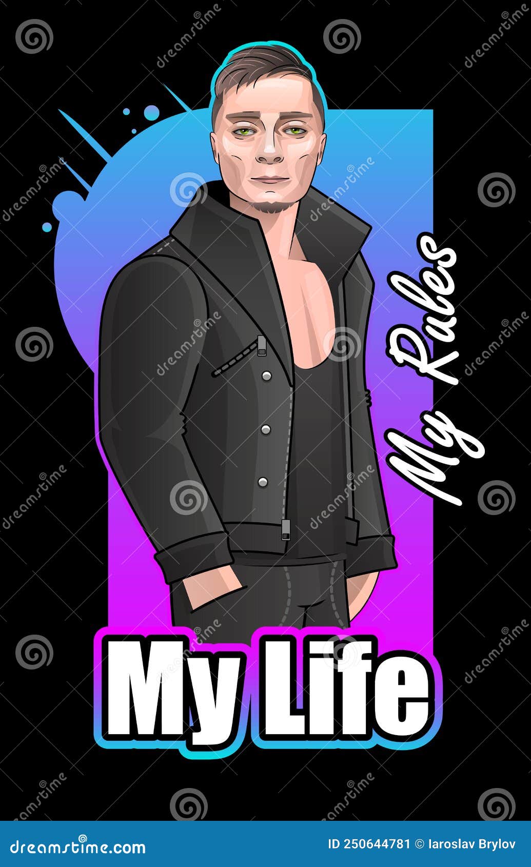 Portrait of a Handsome Guy. Avatar of a Young Man. Colorful Portrait ...