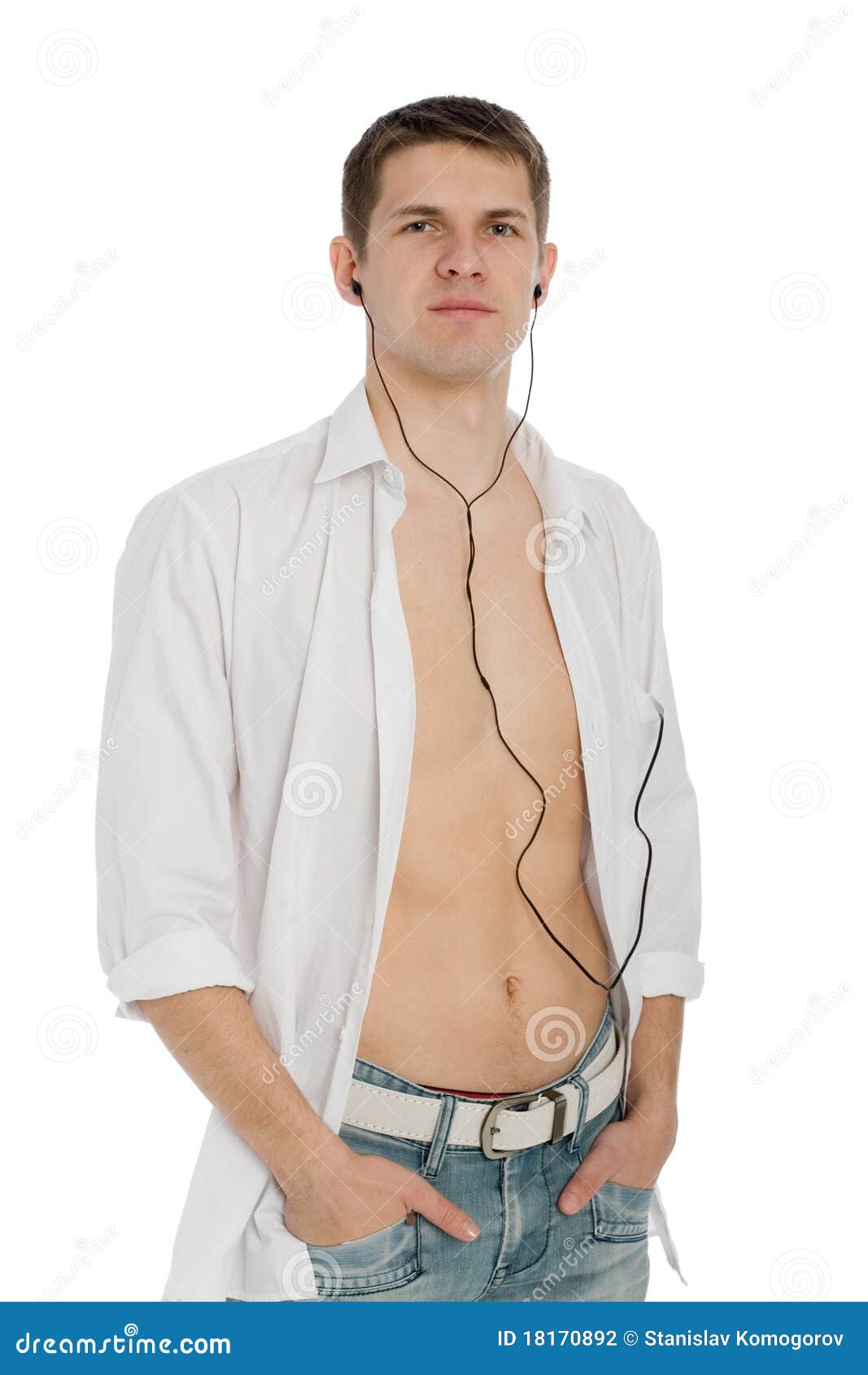 Portrait of a Handsome Guy with Headphones Stock Photo - Image of ...