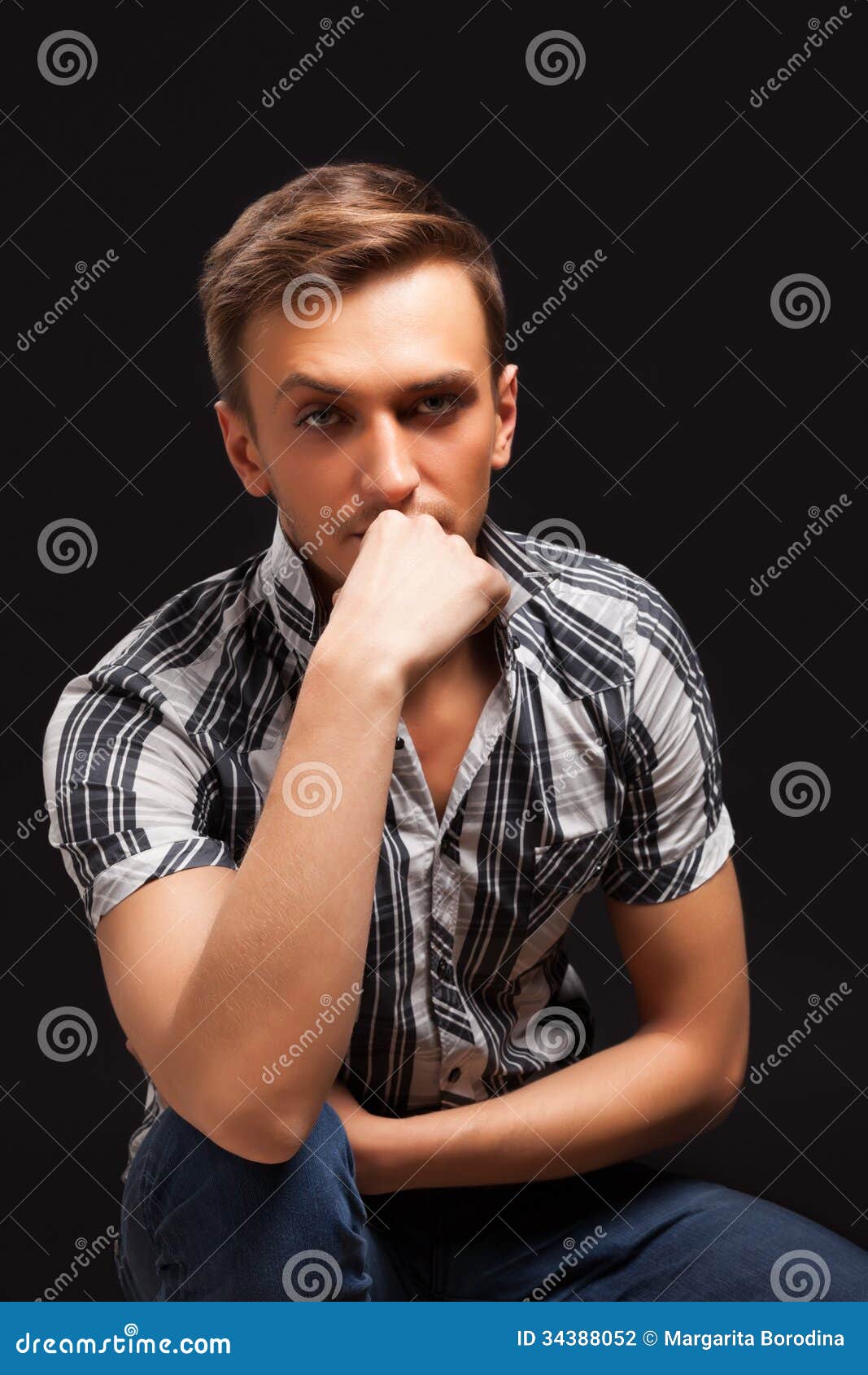 Portrait of a handsome guy stock photo. Image of depression - 34388052