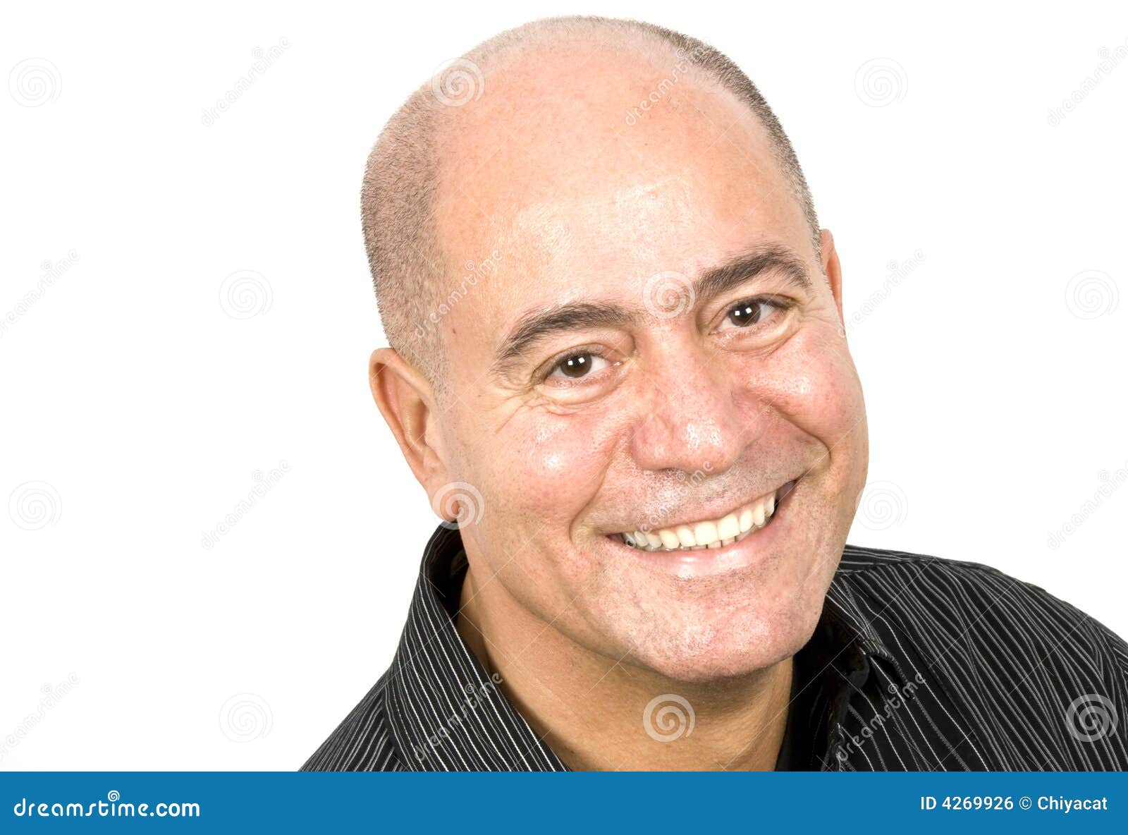 Portrait of a Handsome Latin Man Stock Photo - Image of middle, bald ...