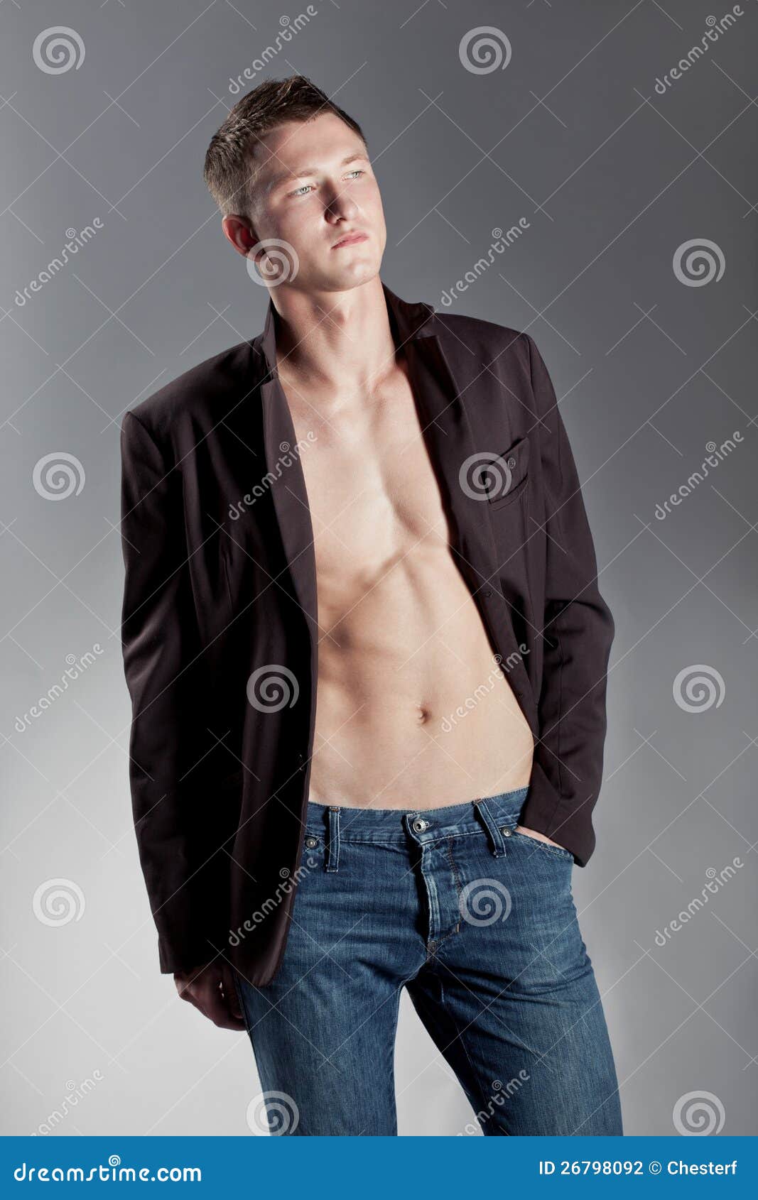 Portrait of a Handsome Macho Man Stock Photo - Image of jeans, beauty ...