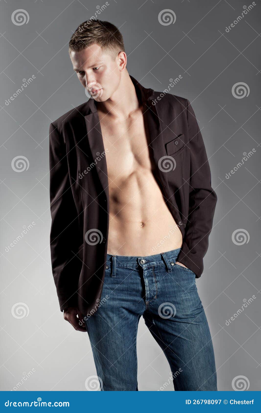 Portrait of a Handsome Macho Man Stock Image - Image of jacket, muscle ...