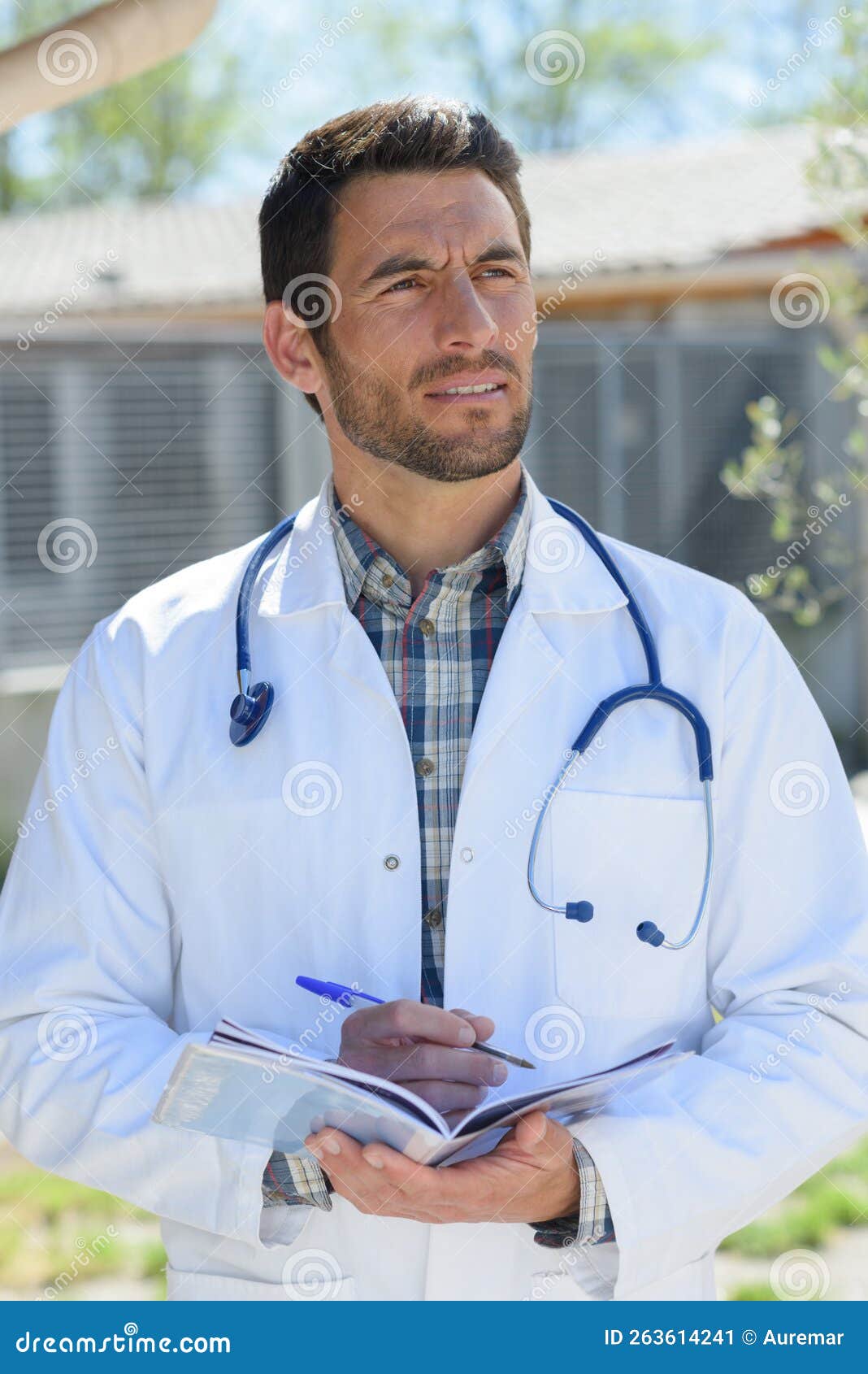 Portrait Handsome Male Doctor Outdoors Stock Image - Image of treatment ...