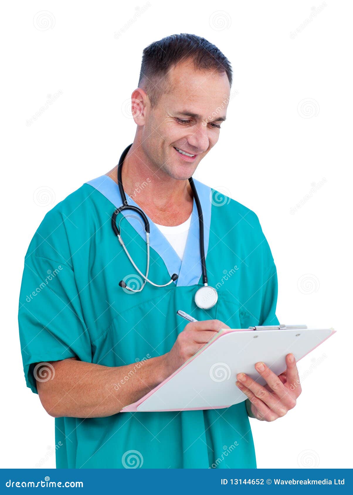 Portrait a Handsome Male Doctor Writing Notes Stock Photo - Image of ...