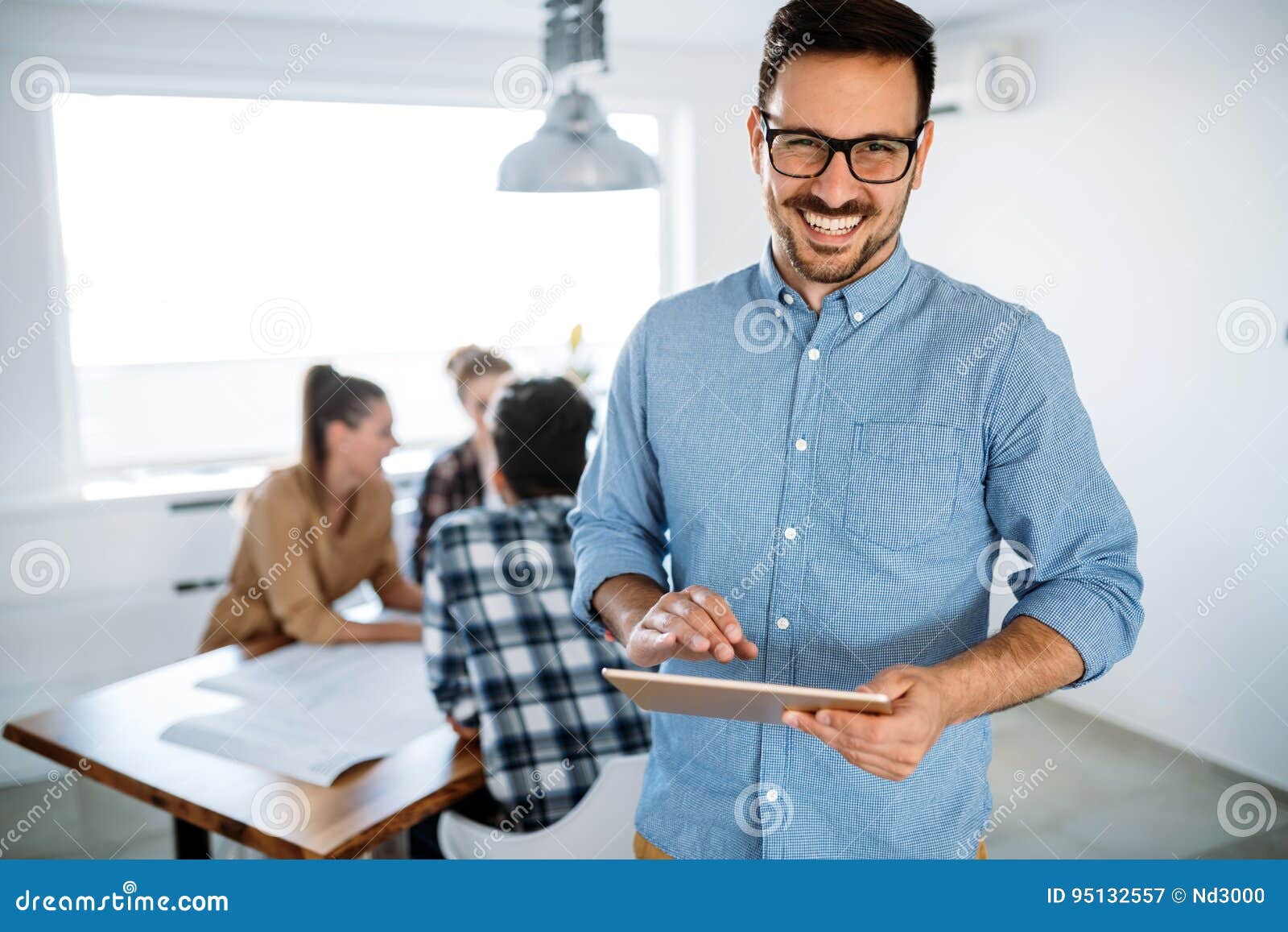 Portrait of Handsome Male Manager Using Digital Tablet Stock Image ...