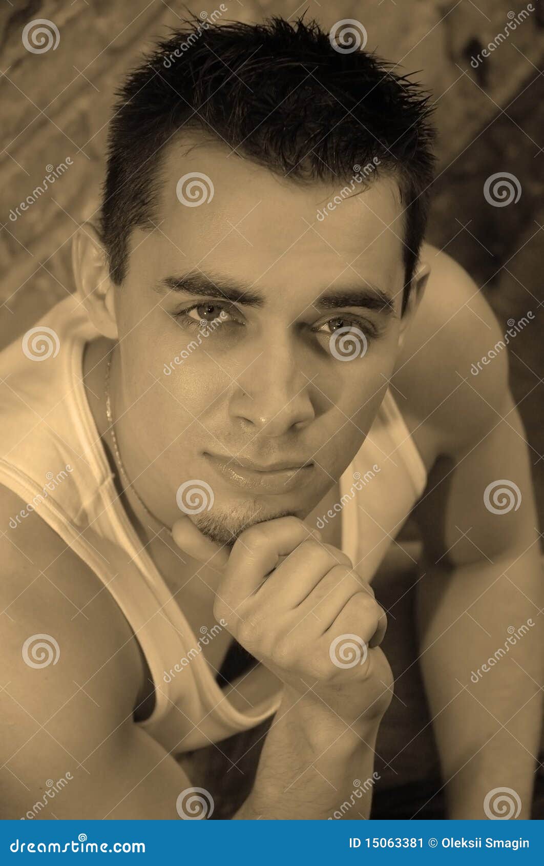 Portrait Of Handsome Man Against Dark Background Stock Image - Image of ...