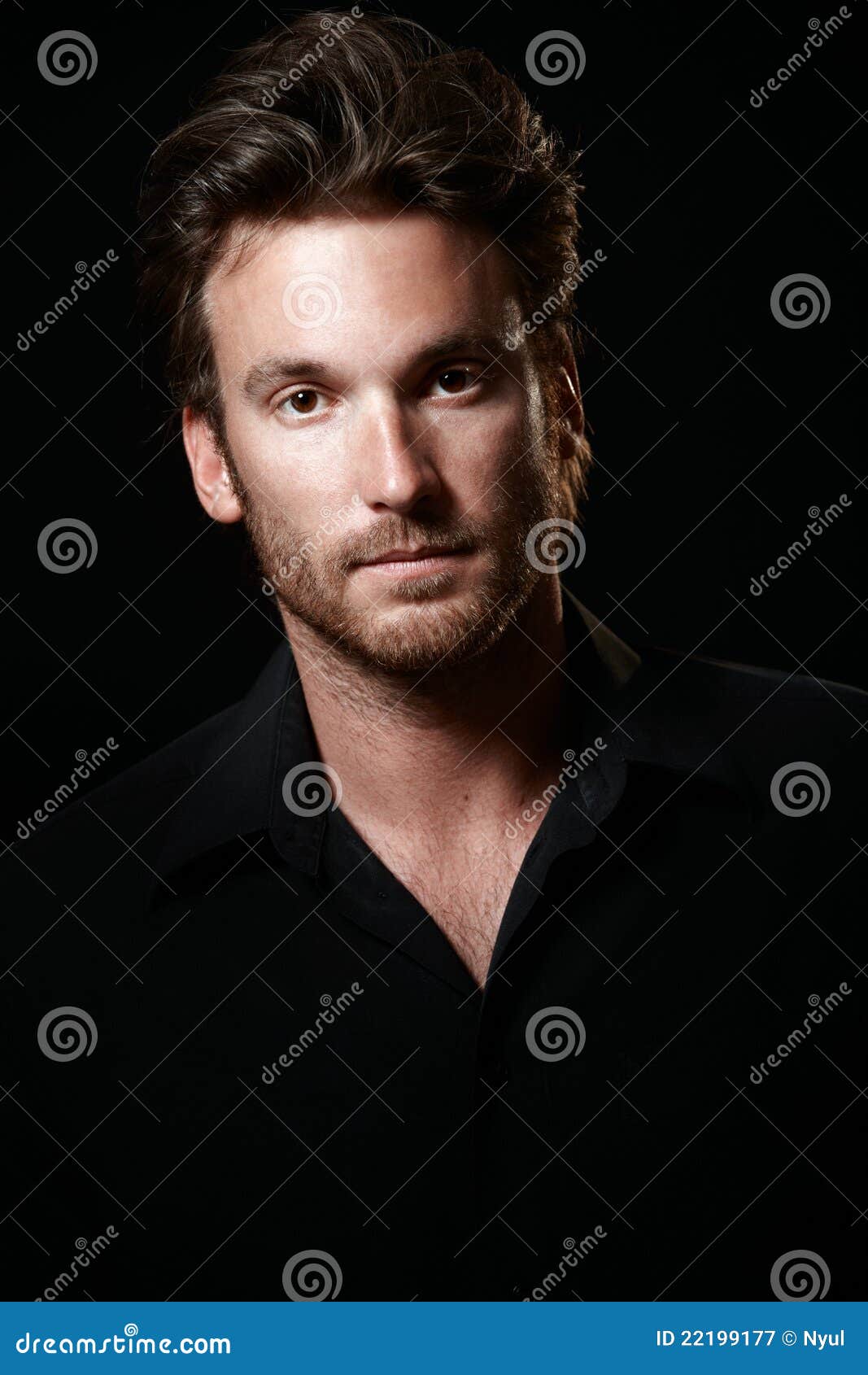 Portrait of Handsome Man in Black Stock Image - Image of goodlooking ...