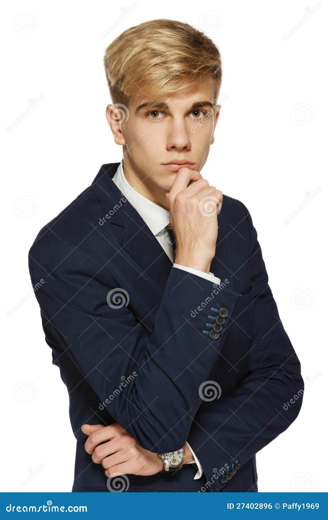 Portrait of Handsome Man with Chin on Hand Stock Photo - Image of ...