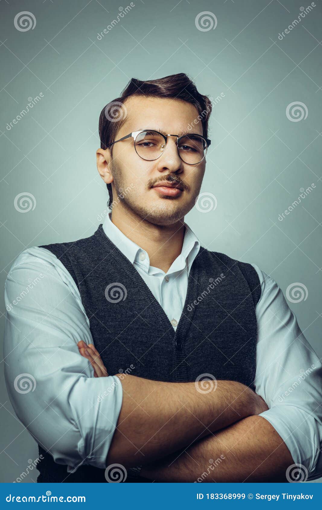 Portrait Of Handsome Man With Crossed Arms Stock Image Image Of