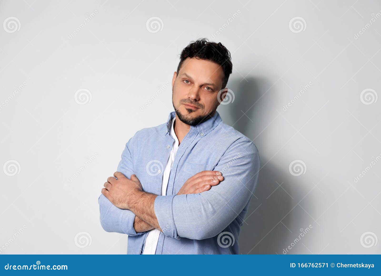 Portrait of Handsome Man on Grey Background Stock Image - Image of ...
