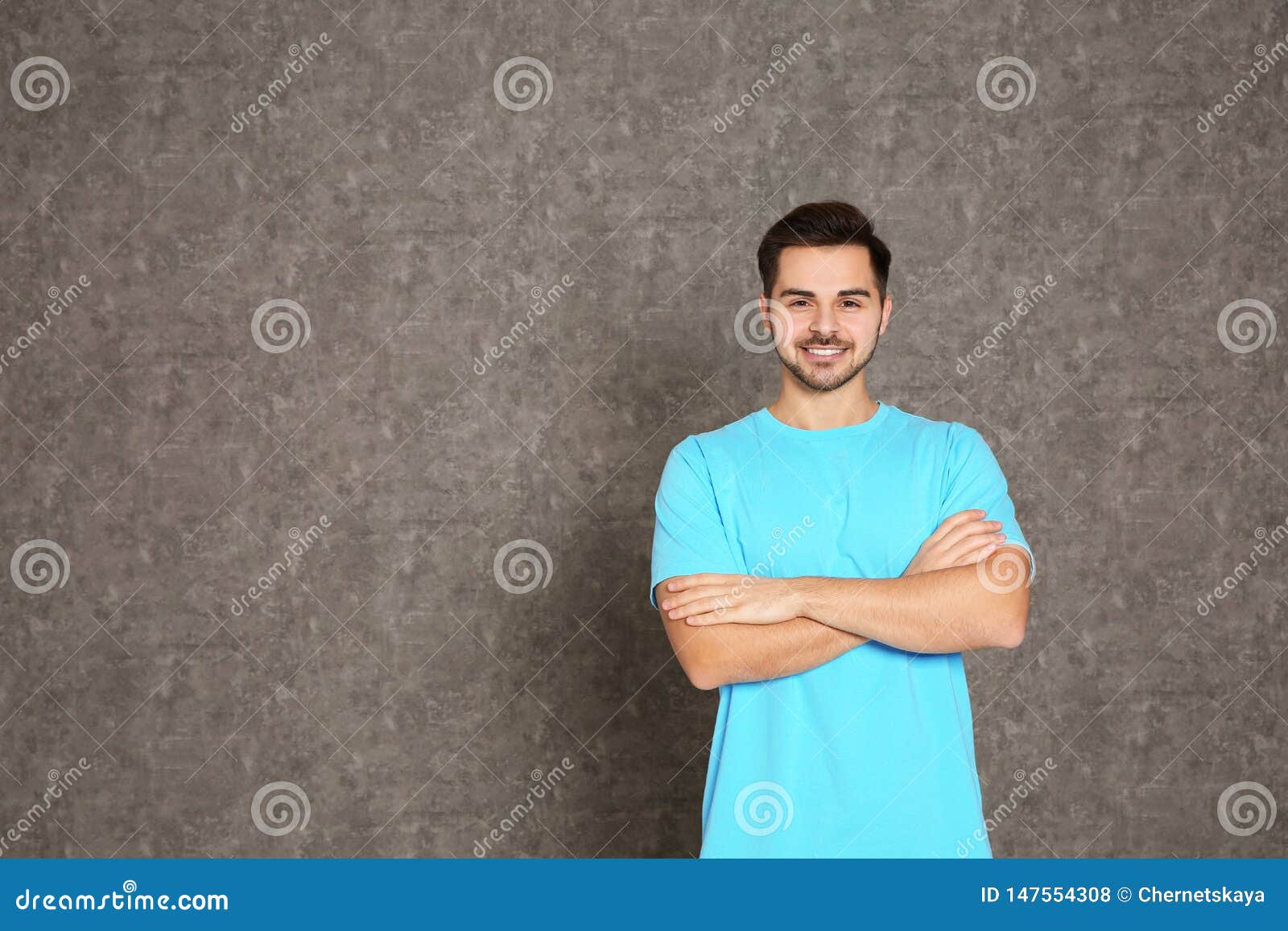 Portrait of Handsome Man on Grey Background Stock Photo - Image of ...