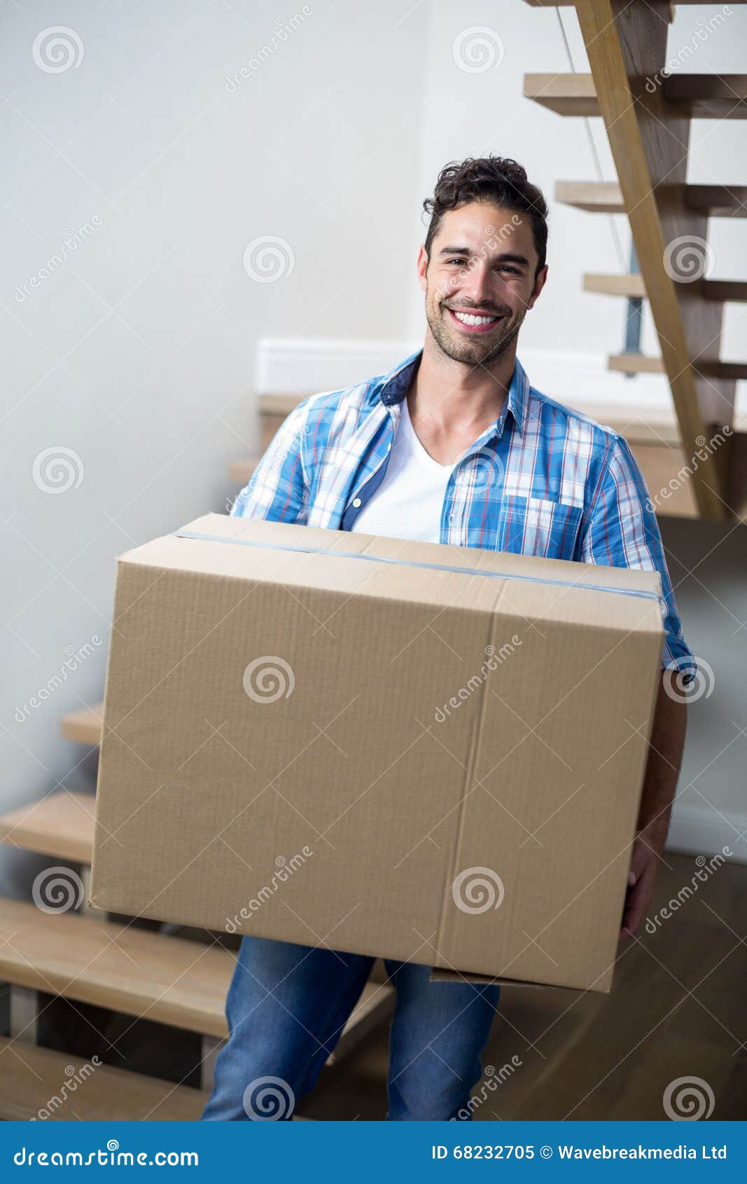 Portrait of Handsome Man Holding Box Stock Image - Image of life ...