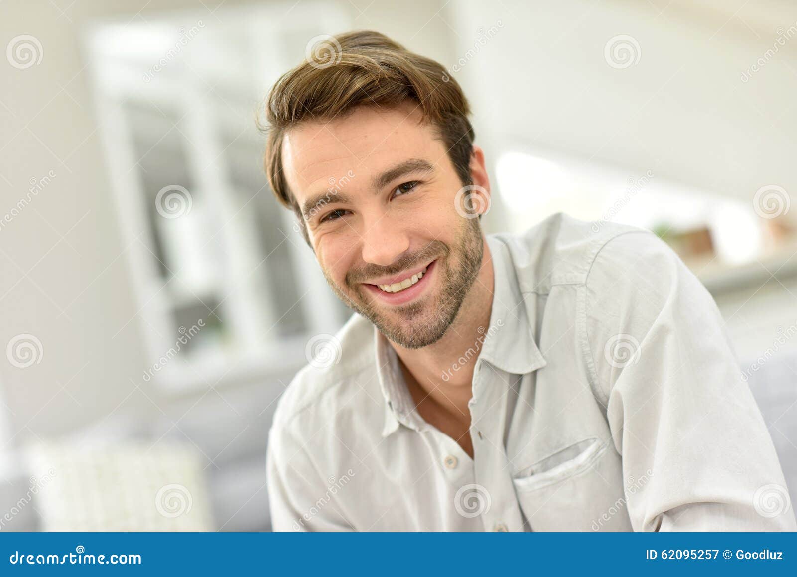 Portrait of Handsome Man at Home Stock Image - Image of european ...