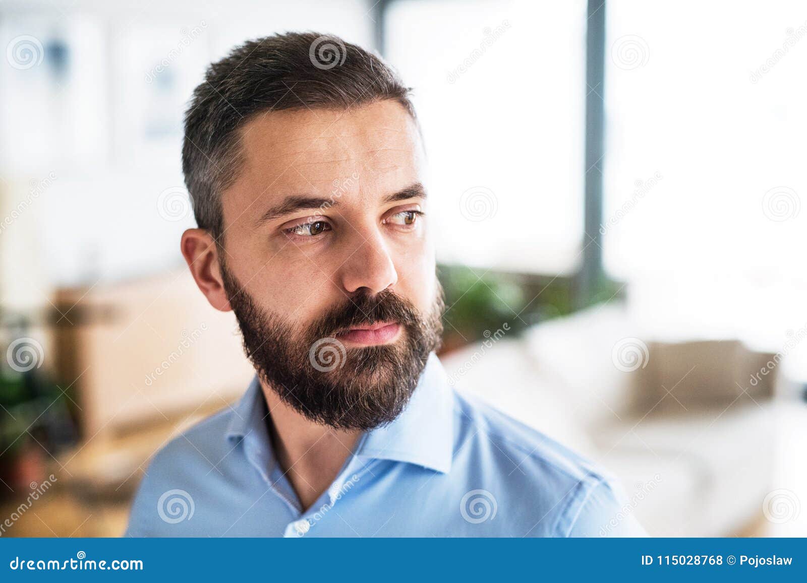 Portrait of a Handsome Man at Home. Stock Photo - Image of innovation ...