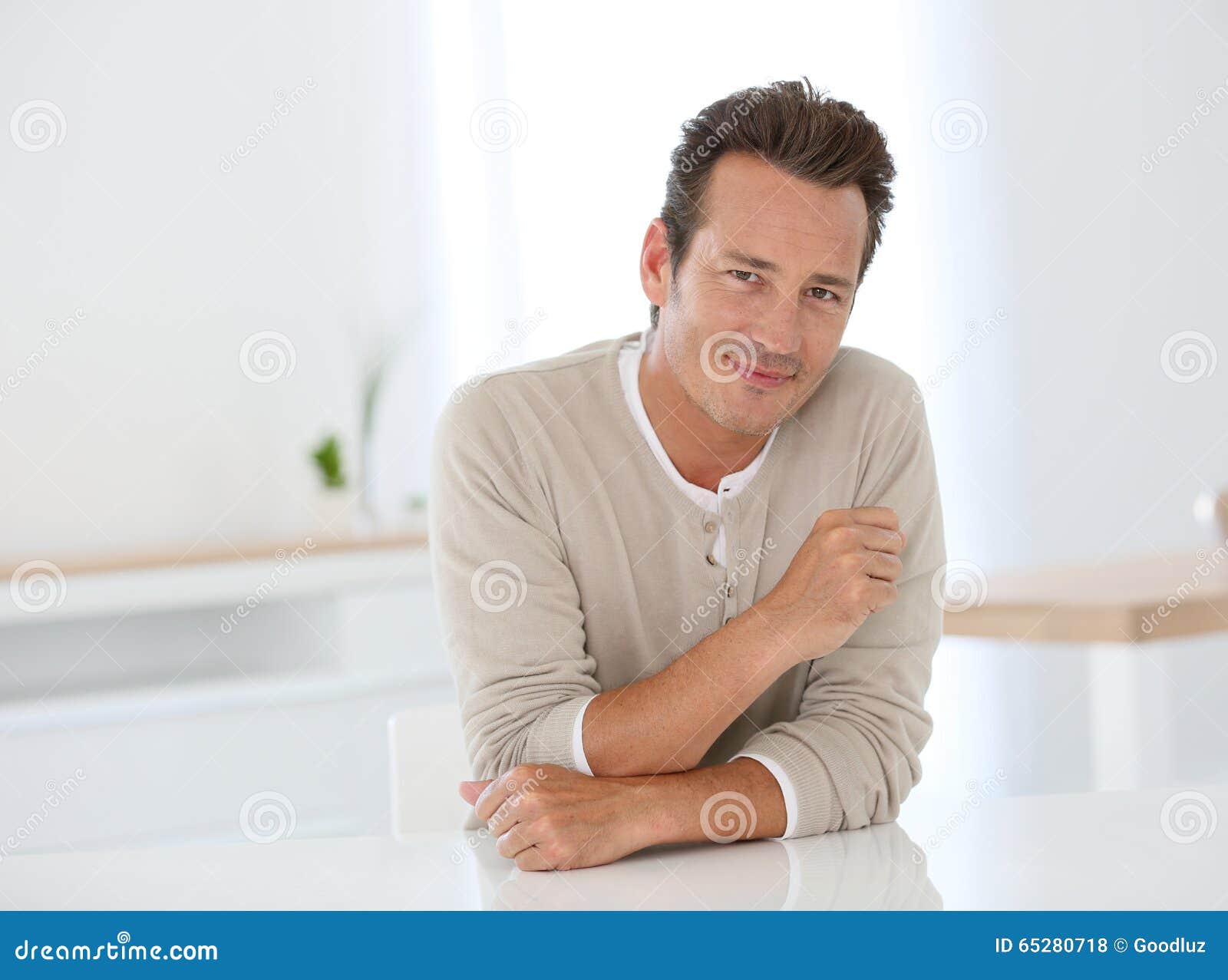 Portrait of Handsome Man at Home Stock Photo - Image of aged, charming ...
