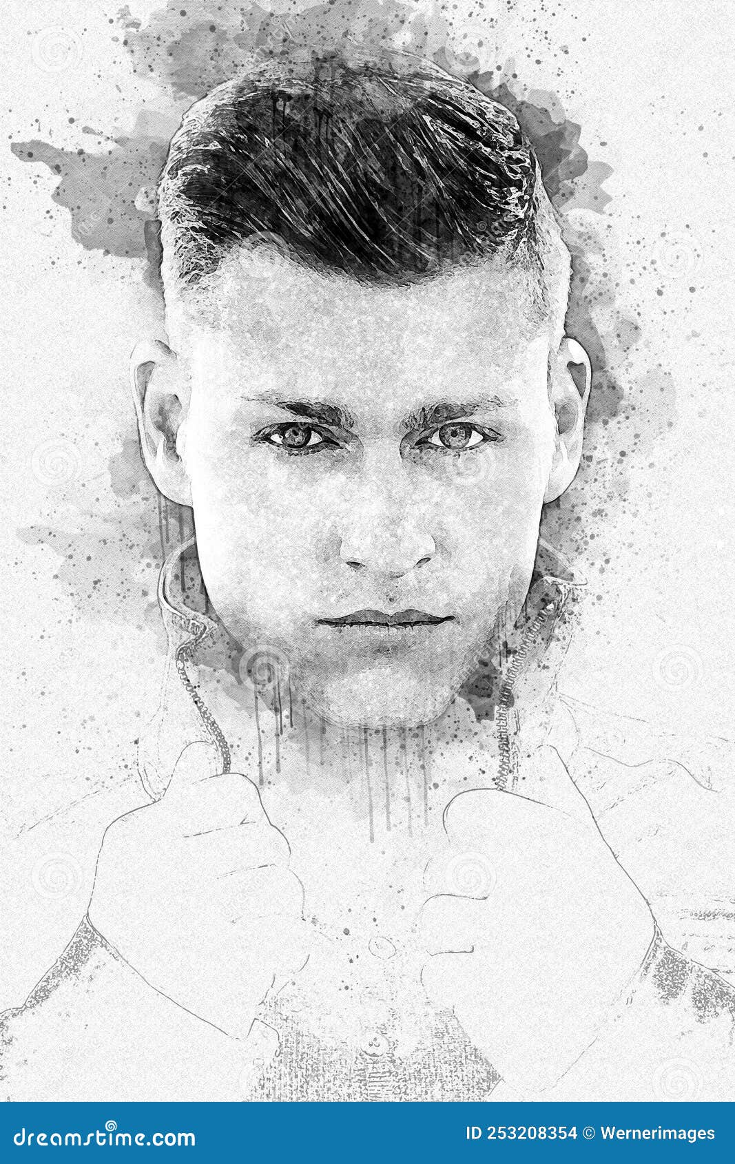 Portrait of a Handsome Man in Pencil Drawing Style Stock Photo - Image ...