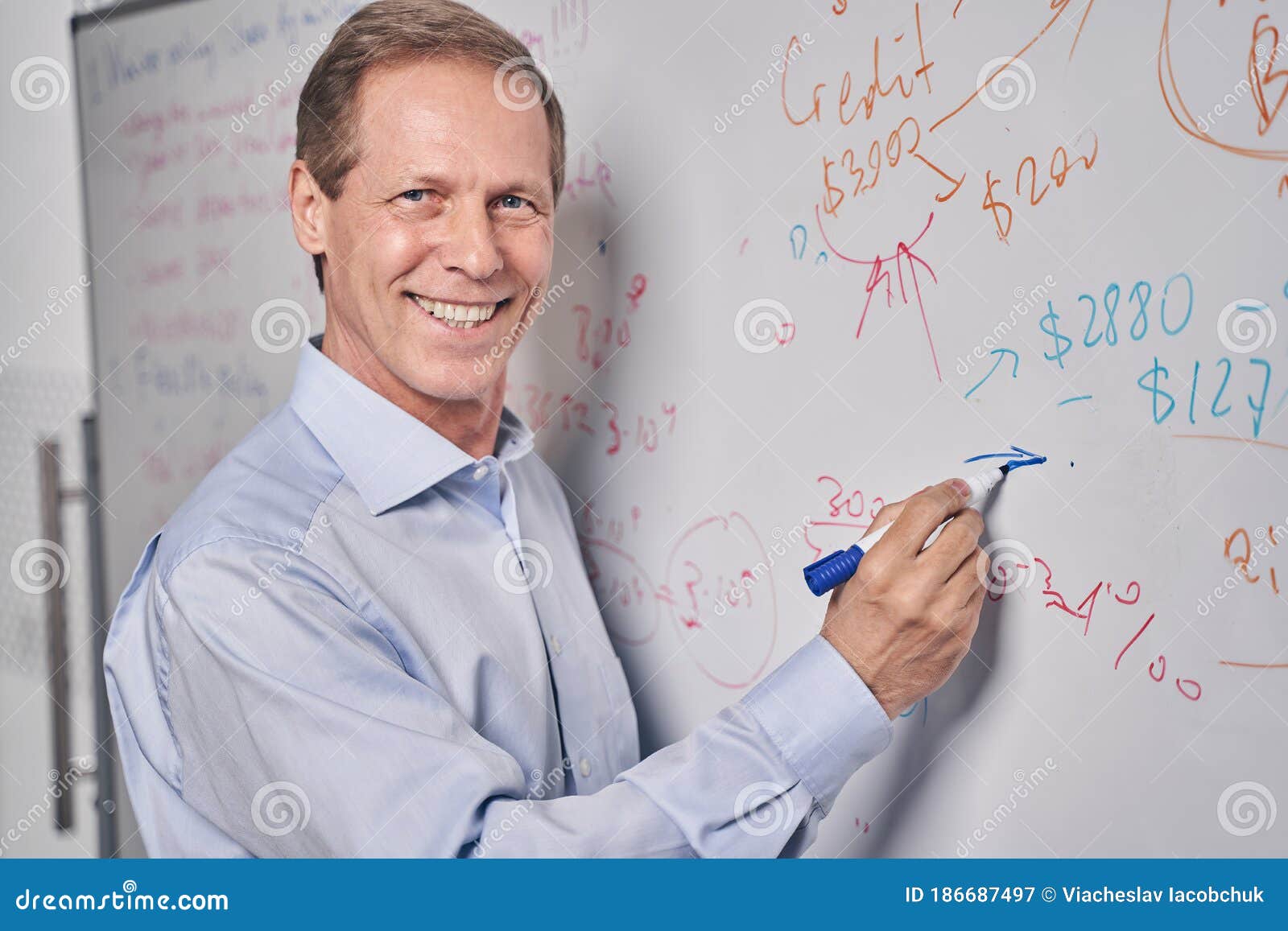 Portrait of Handsome Man that Presenting Project Stock Image - Image of ...