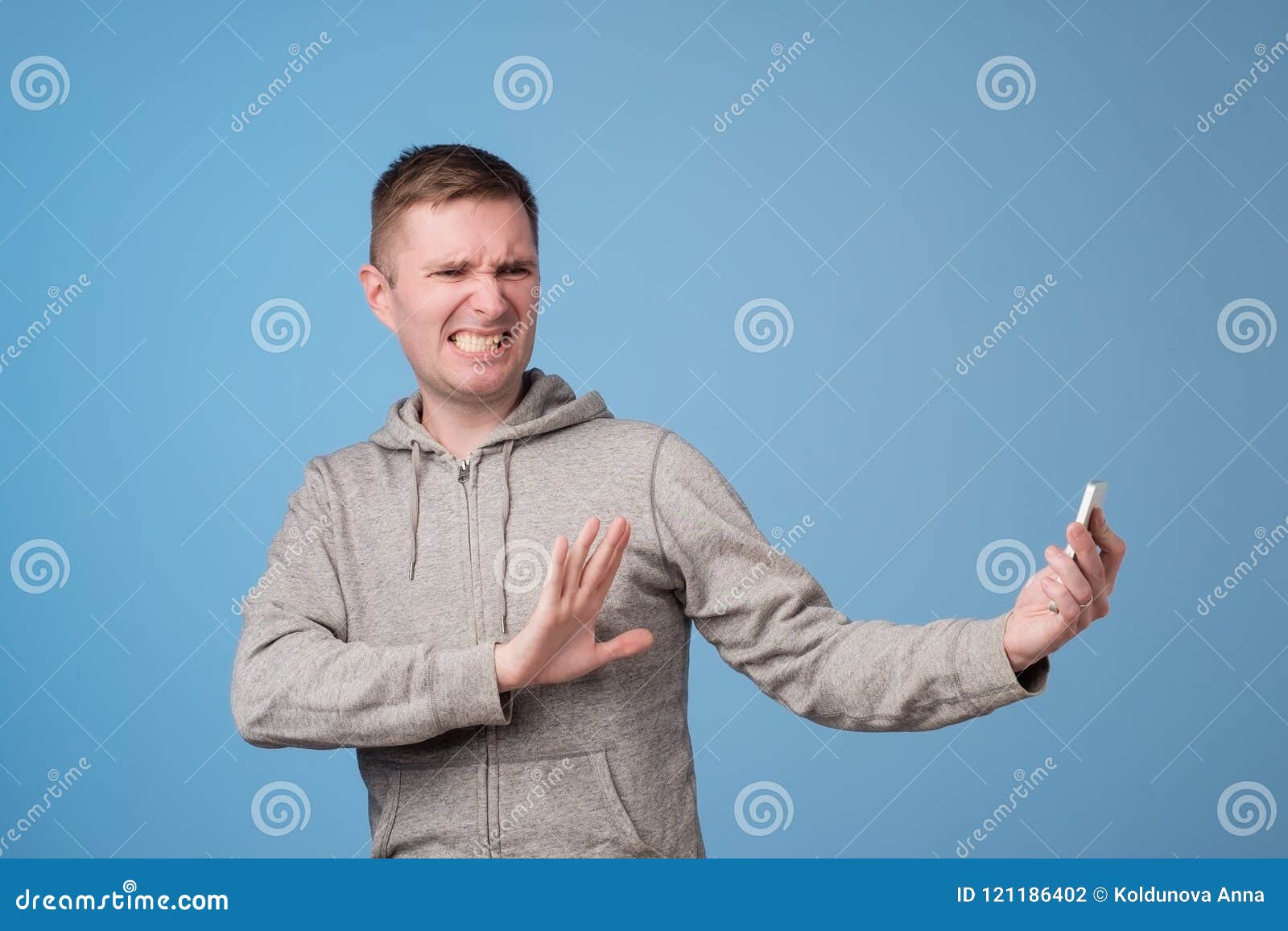Portrait of Handsome Man Refusing To Talk. Stock Photo - Image of ...