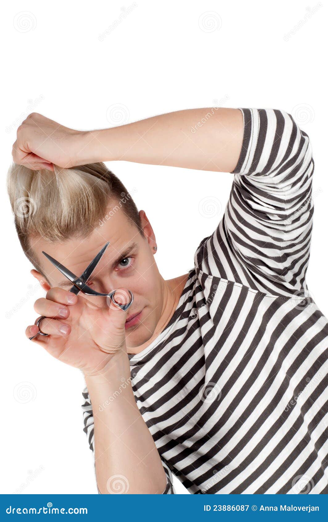 Portrait of Handsome Man with Scissors Stock Image - Image of cheerful ...